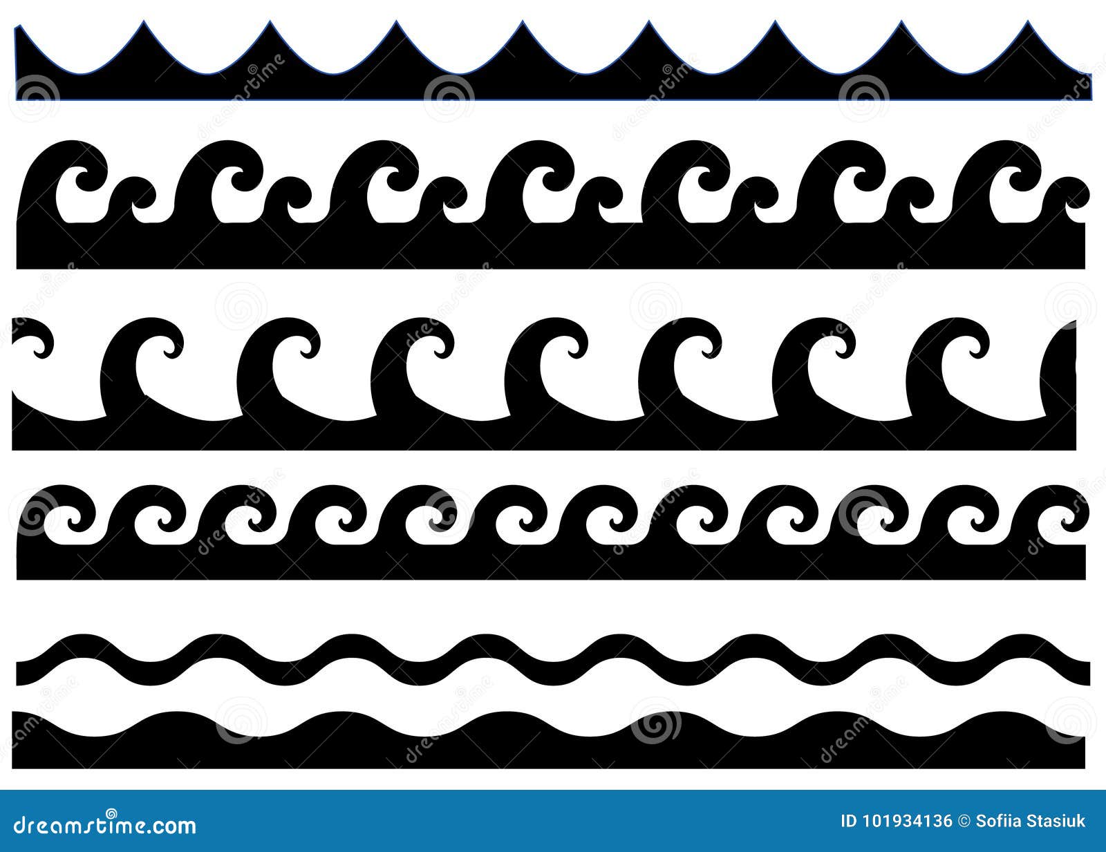 Waves vector set stock vector. Illustration of nautical - 101934136