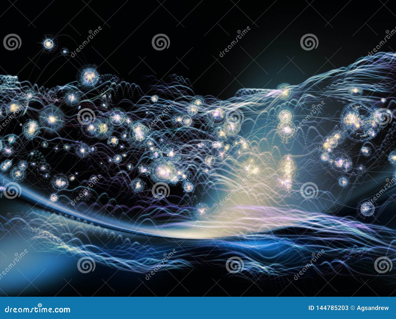 Waves of Virtual World stock illustration. Illustration of effect ...
