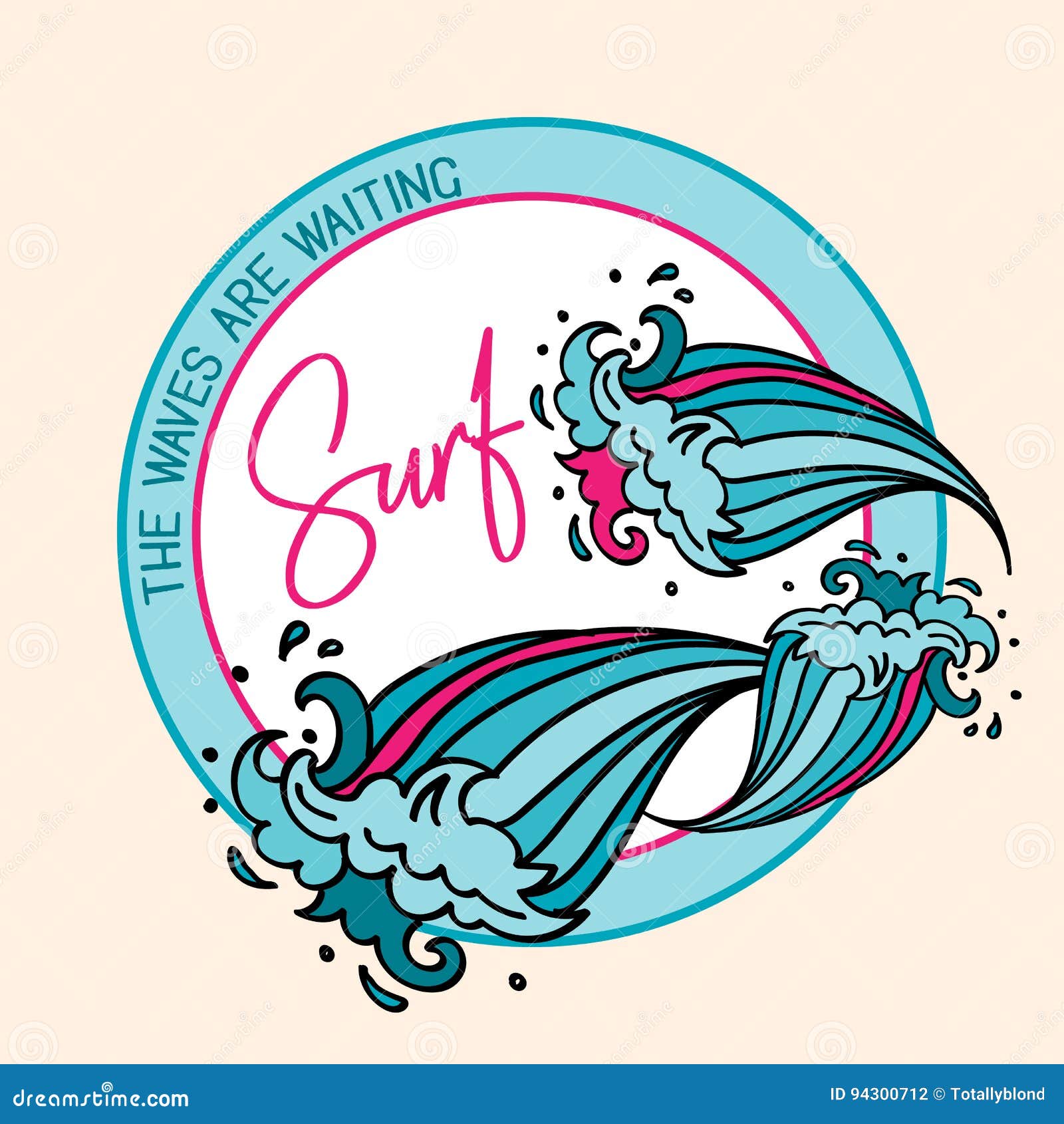 The Waves are Waiting with Cartoon Waves Stock Vector - Illustration of ...