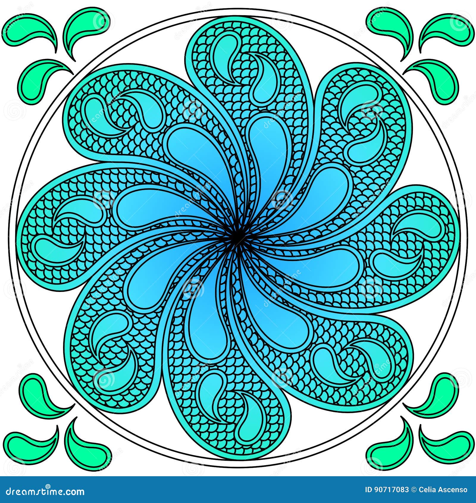 Waves water mandala stock illustration. Illustration of balls - 90717083