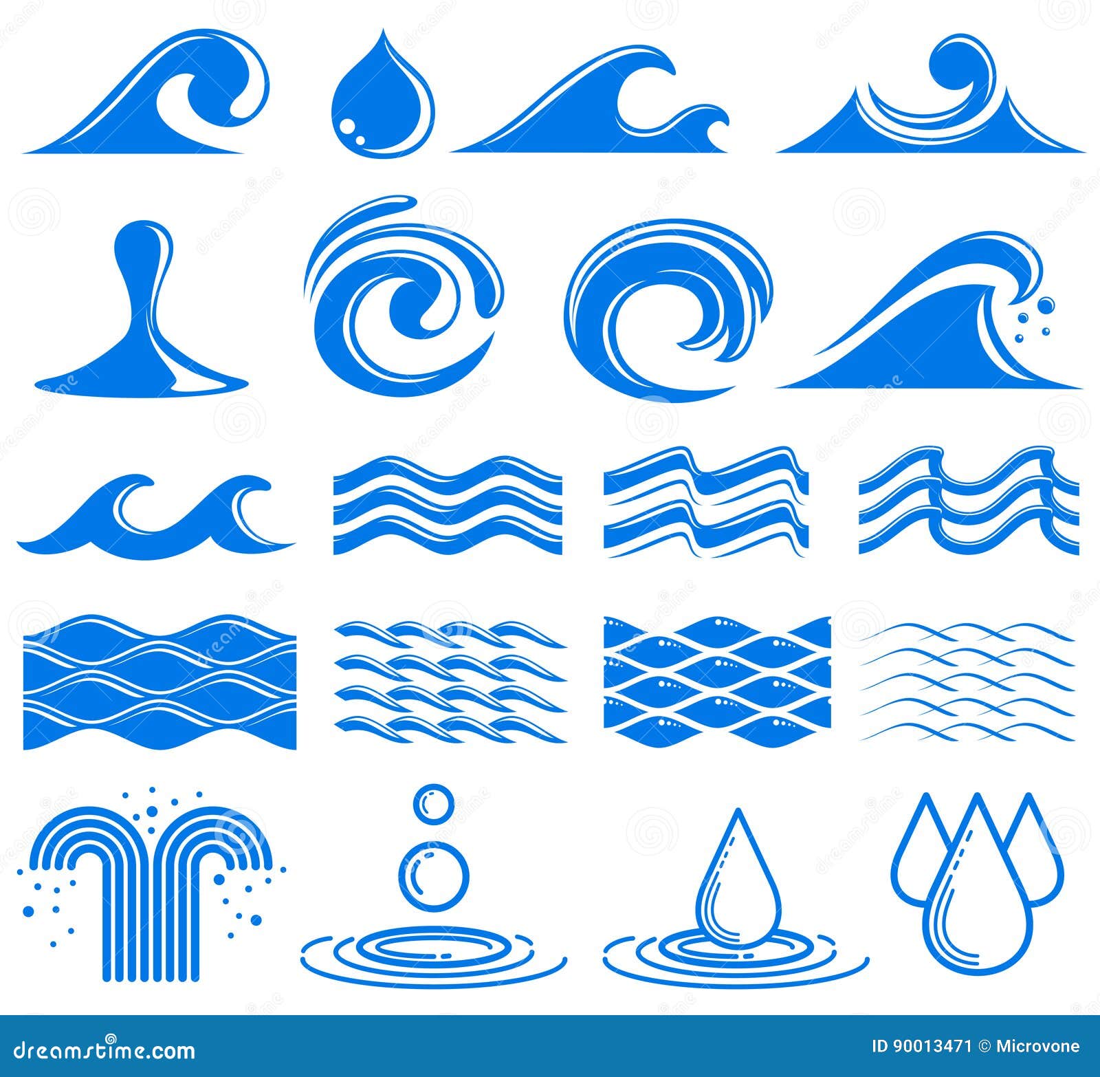 Waves and Water Vector Symbols Stock Vector - Illustration of creative ...
