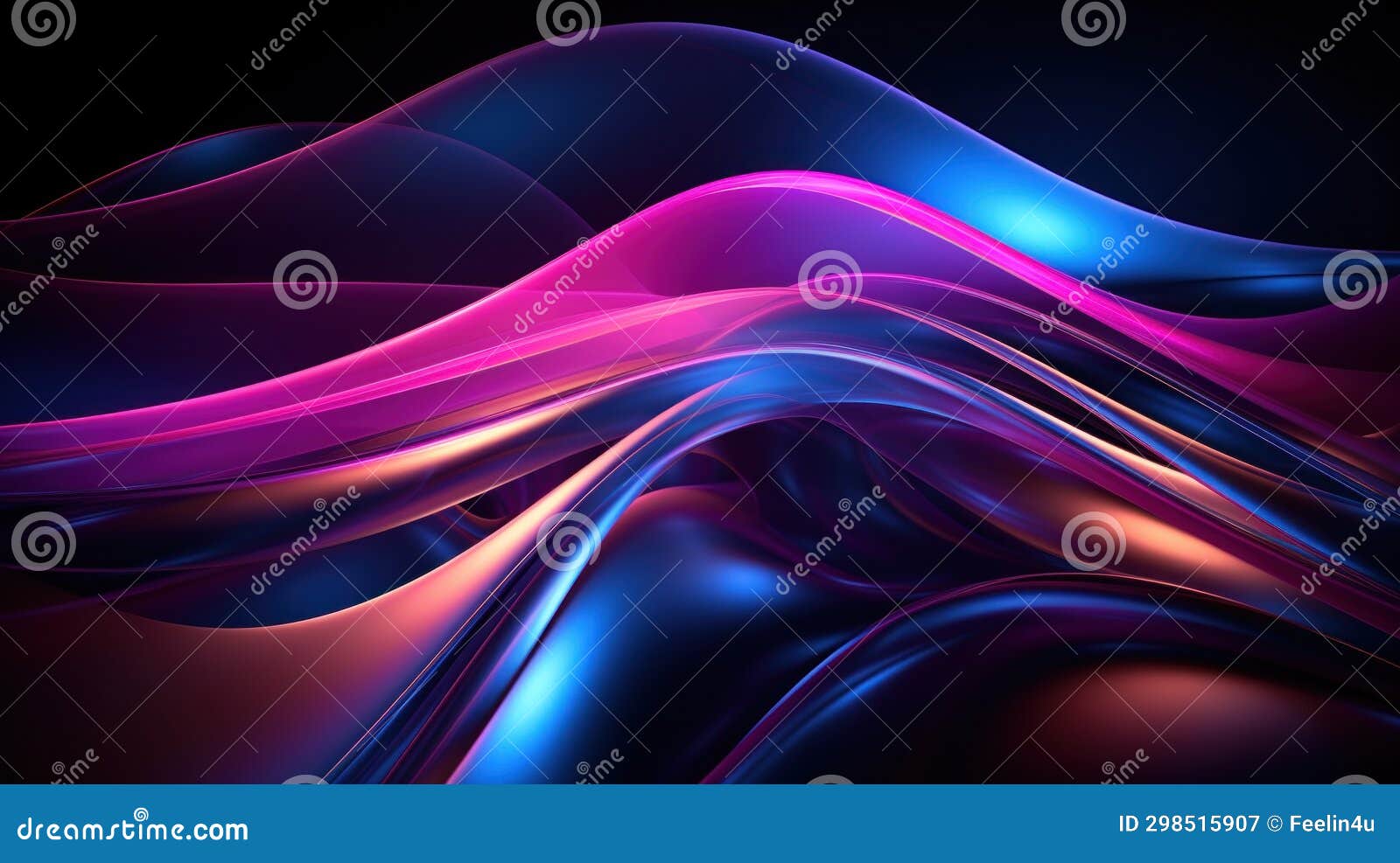 Waves of Whimsy - Blue and Pink Abstract Art Stock Illustration ...