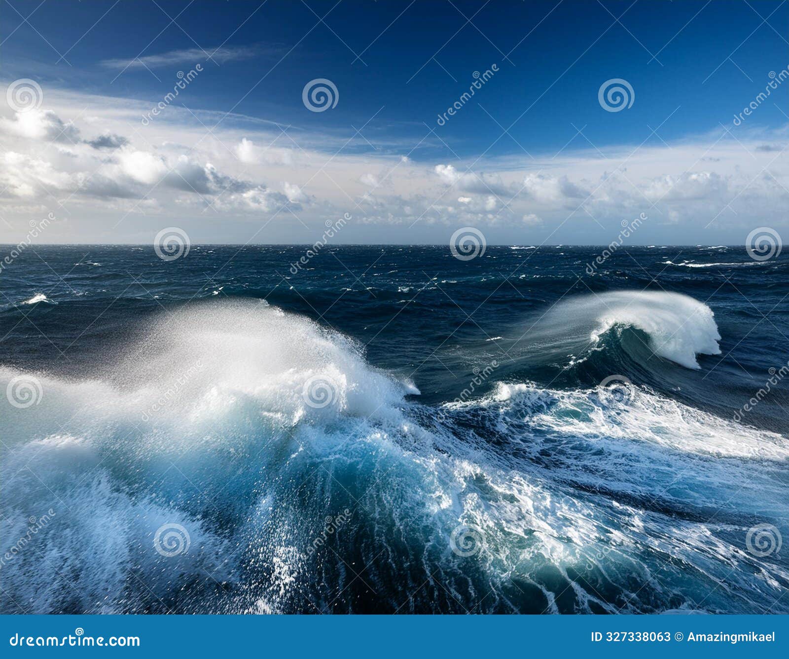 Waves with Whitecaps in a Windy Ocean Scene Stock Image - Image of ...