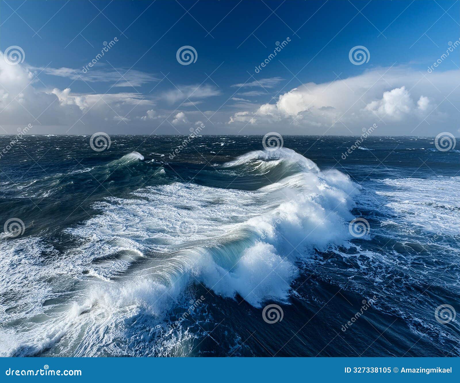 Waves with Whitecaps in a Windy Ocean Scene Stock Image - Image of ...