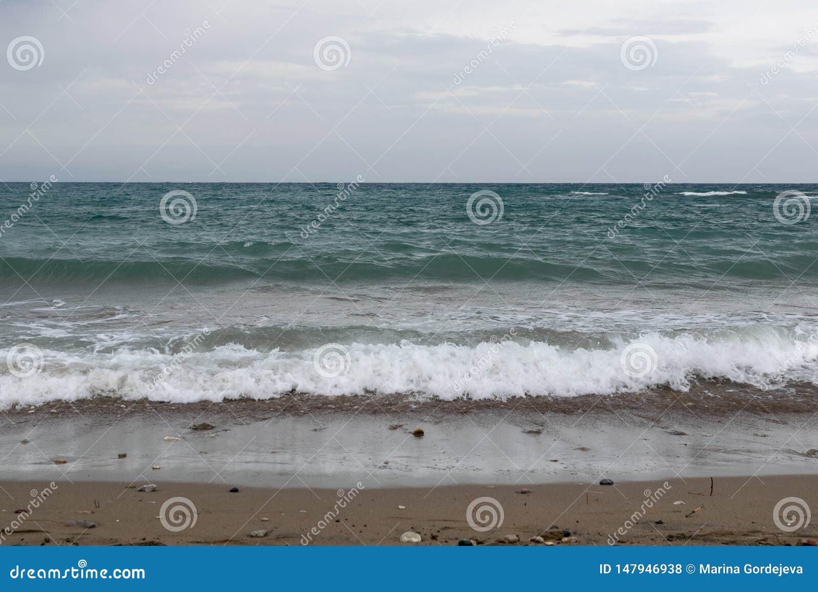 Waves and Wind on the Sea Beach with Dramatic Sky Stock Photo - Image ...