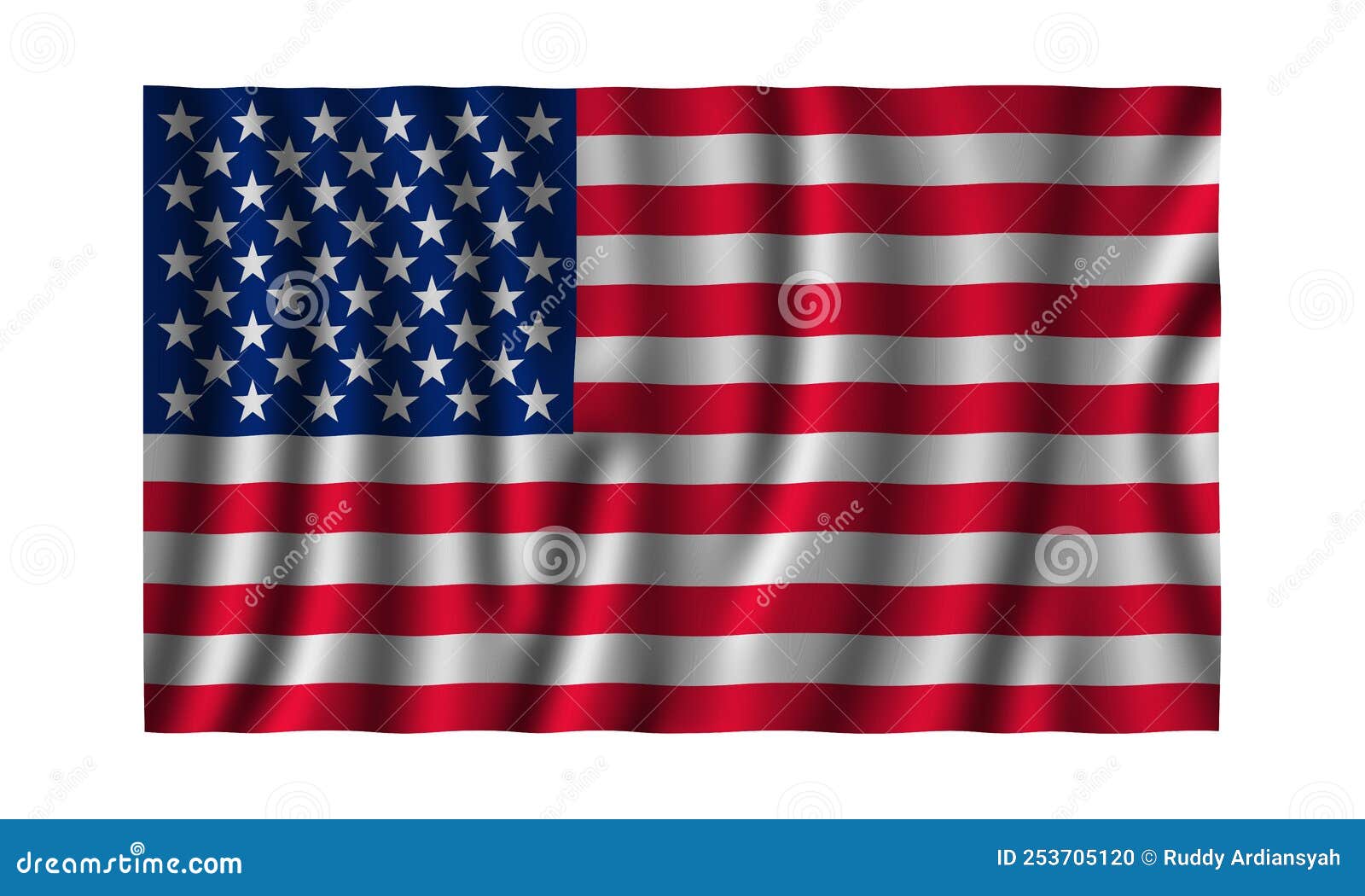 Waving American Flag with 3D Effect Stock Illustration - Illustration ...