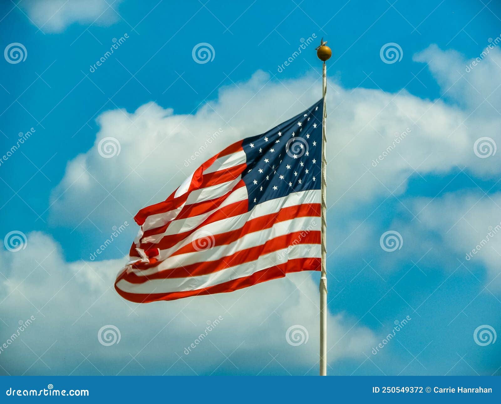 Waving American Flag on a Pole Stock Photo - Image of domocracy, pole ...