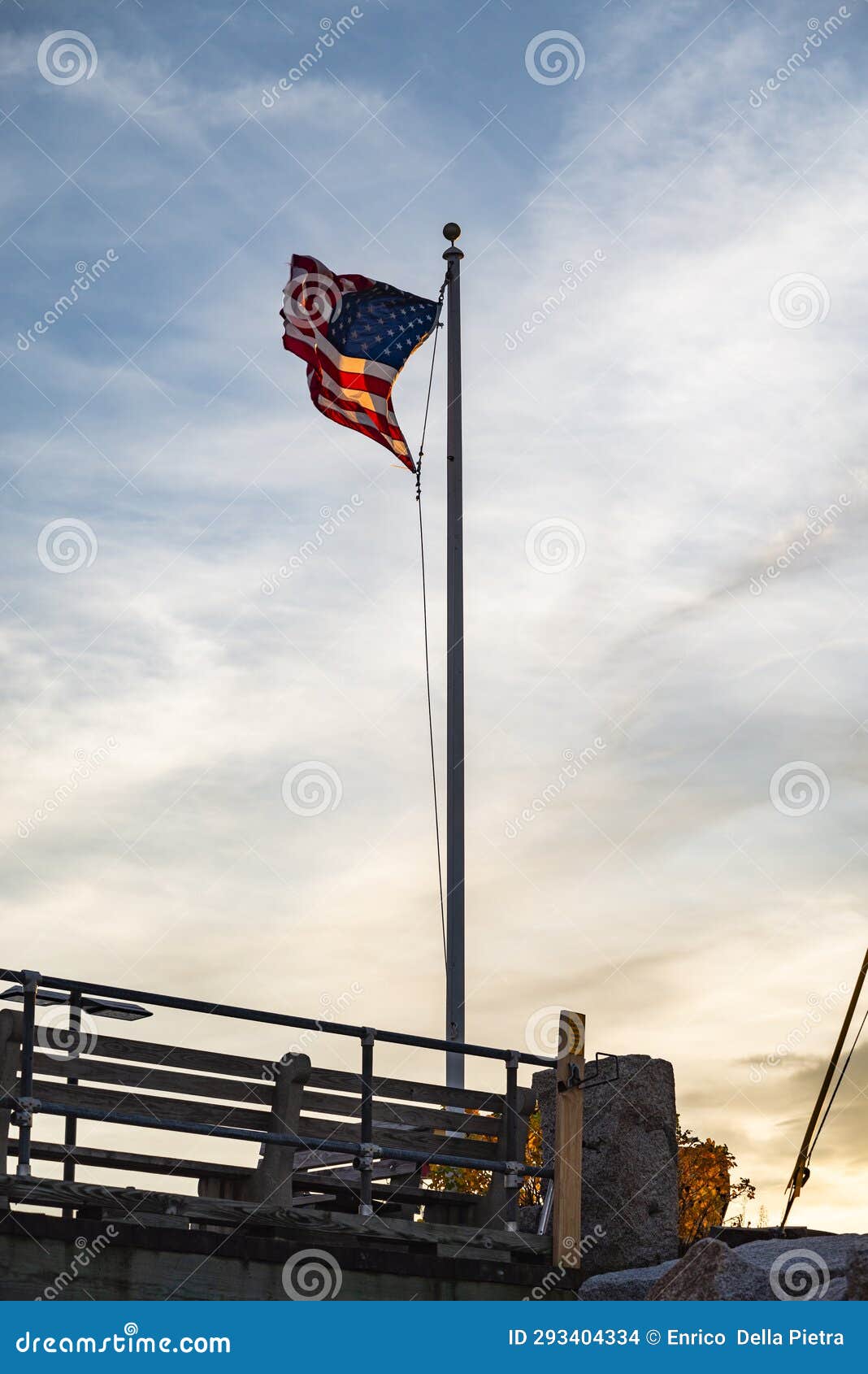 Waving American Flag on a Pole in America Stock Photo - Image of ...
