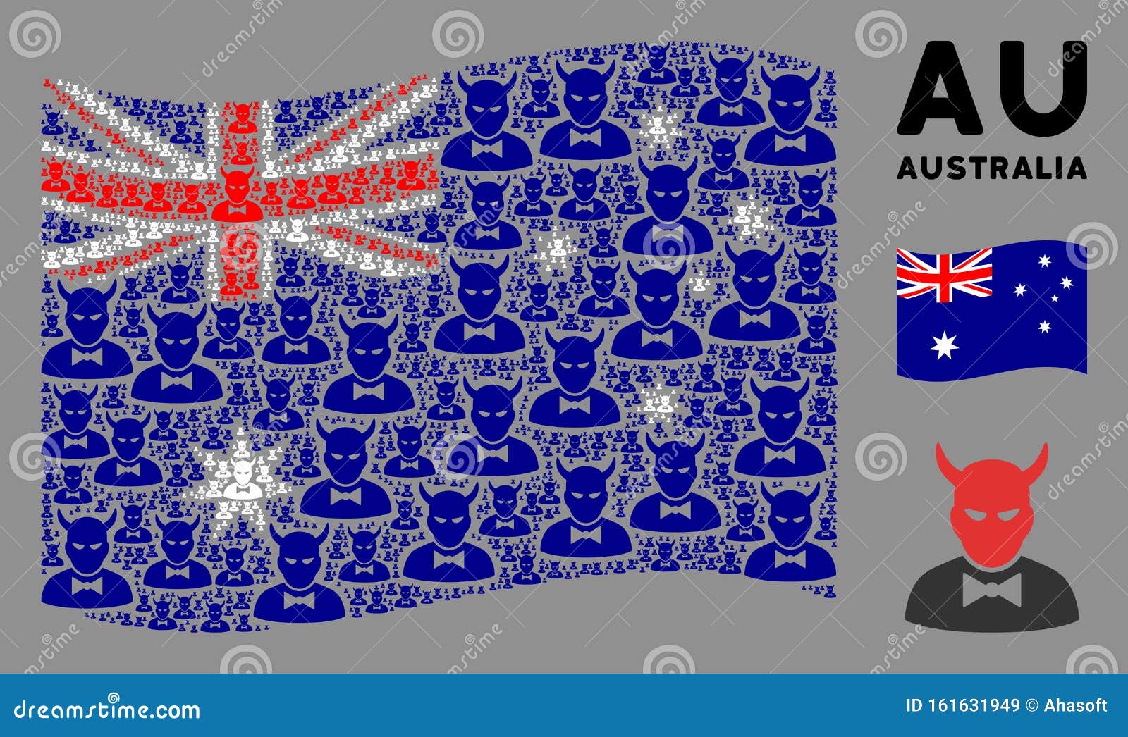 Waving Australia Flag Collage of Devil Items Stock Vector ...