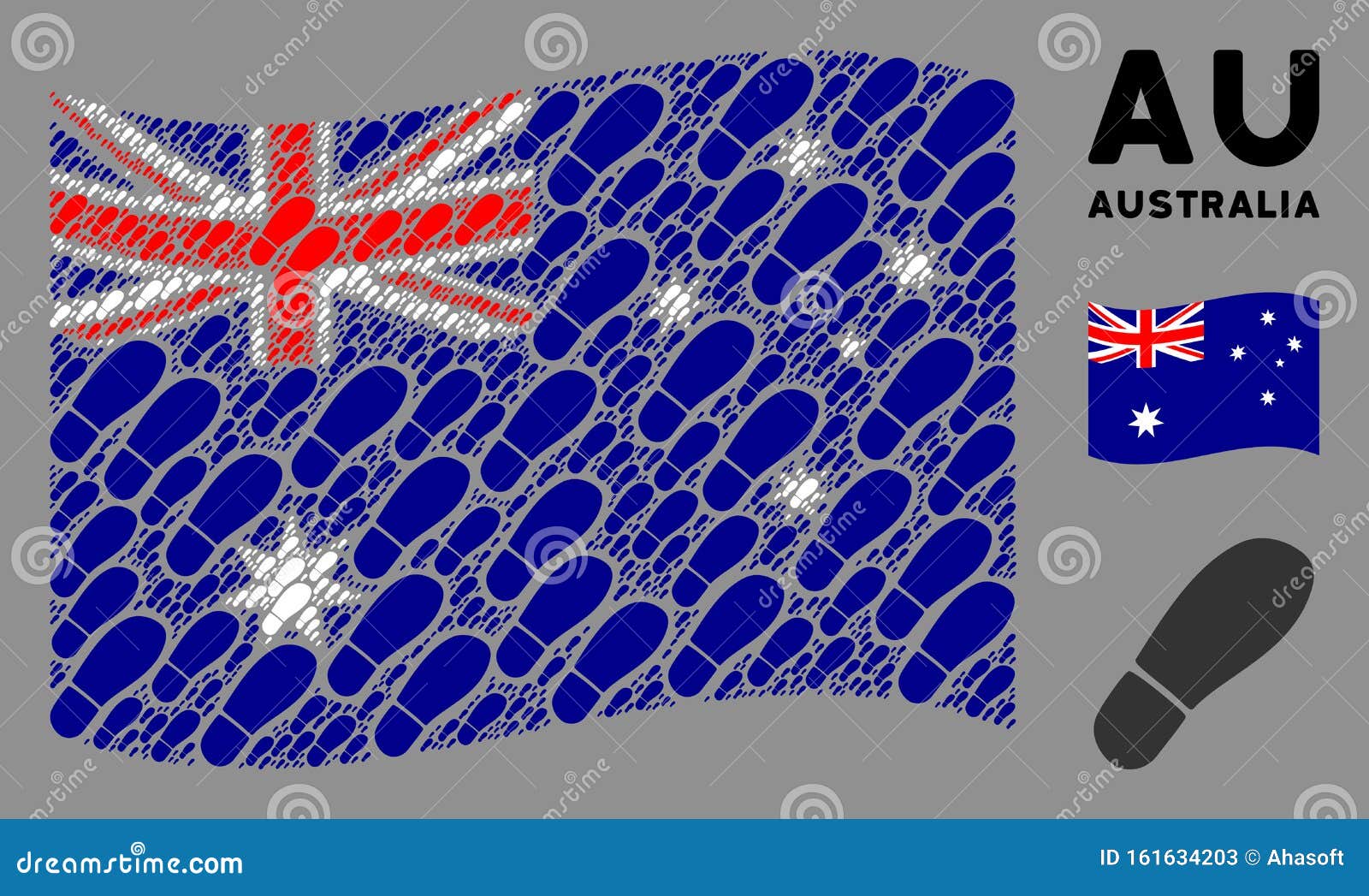 Waving Australia Flag Composition of Boot Footprint Items Stock Vector ...