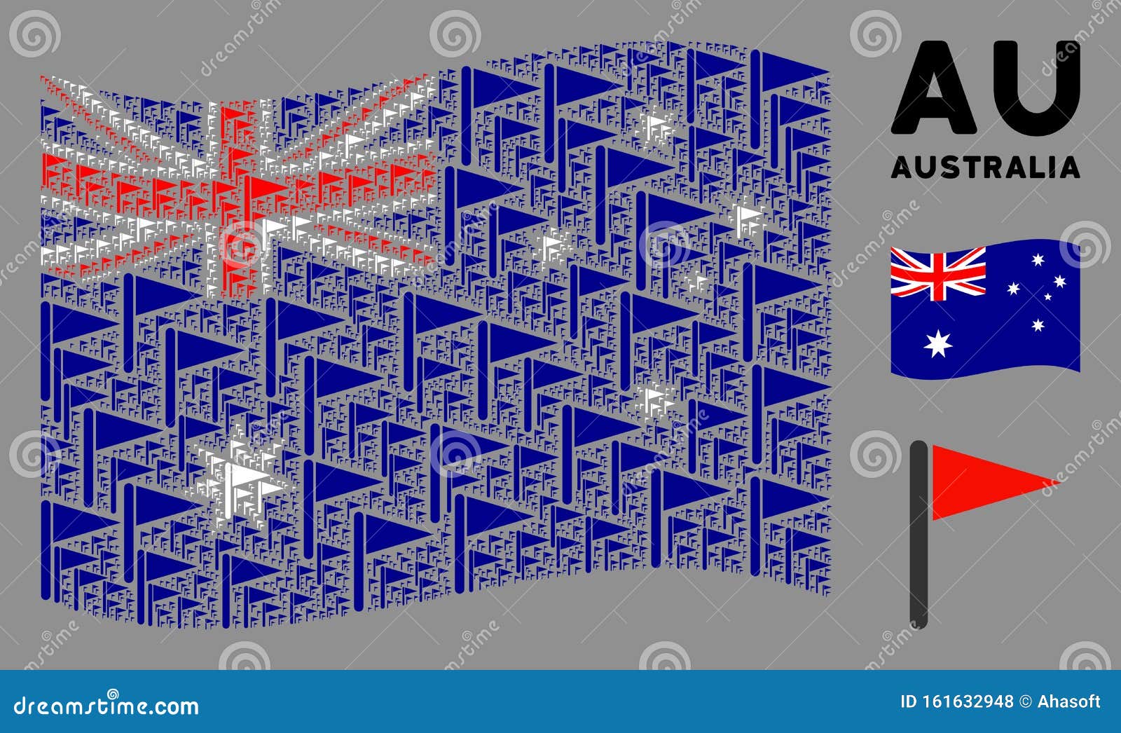 Waving Australia Flag Pattern of Triangle Flag Icons Stock Vector ...