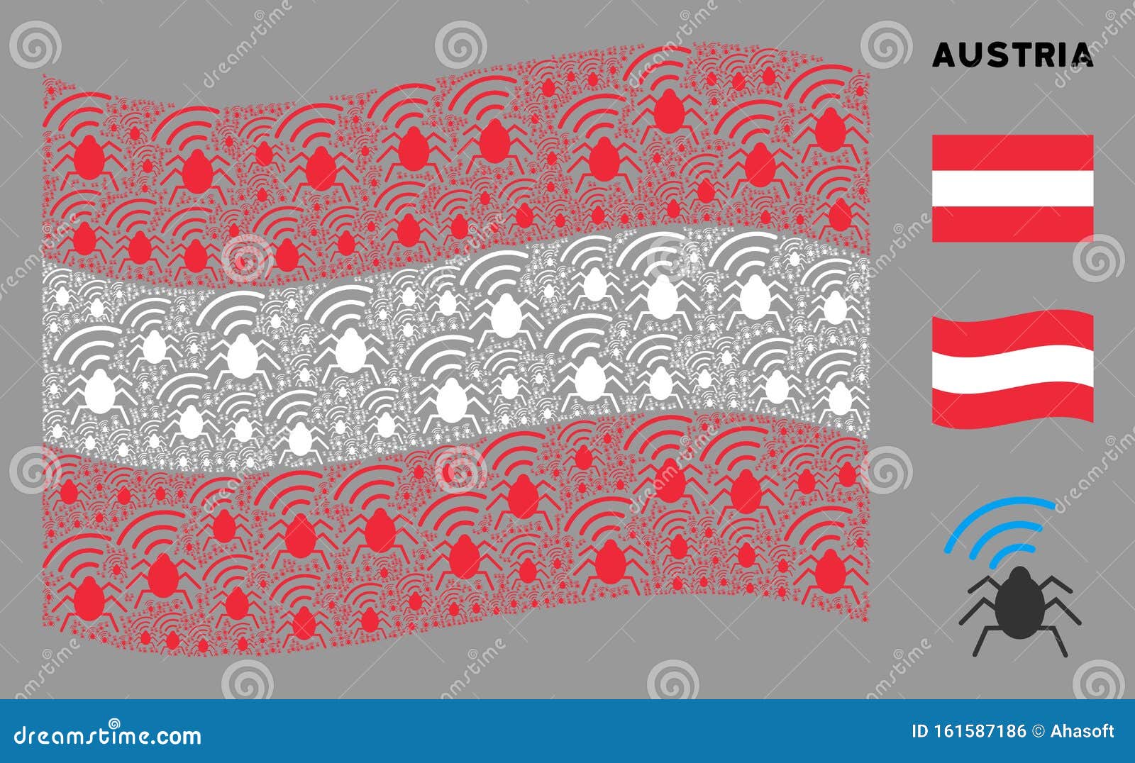 Waving Austria Flag Collage of Radio Bug Items Stock Vector ...