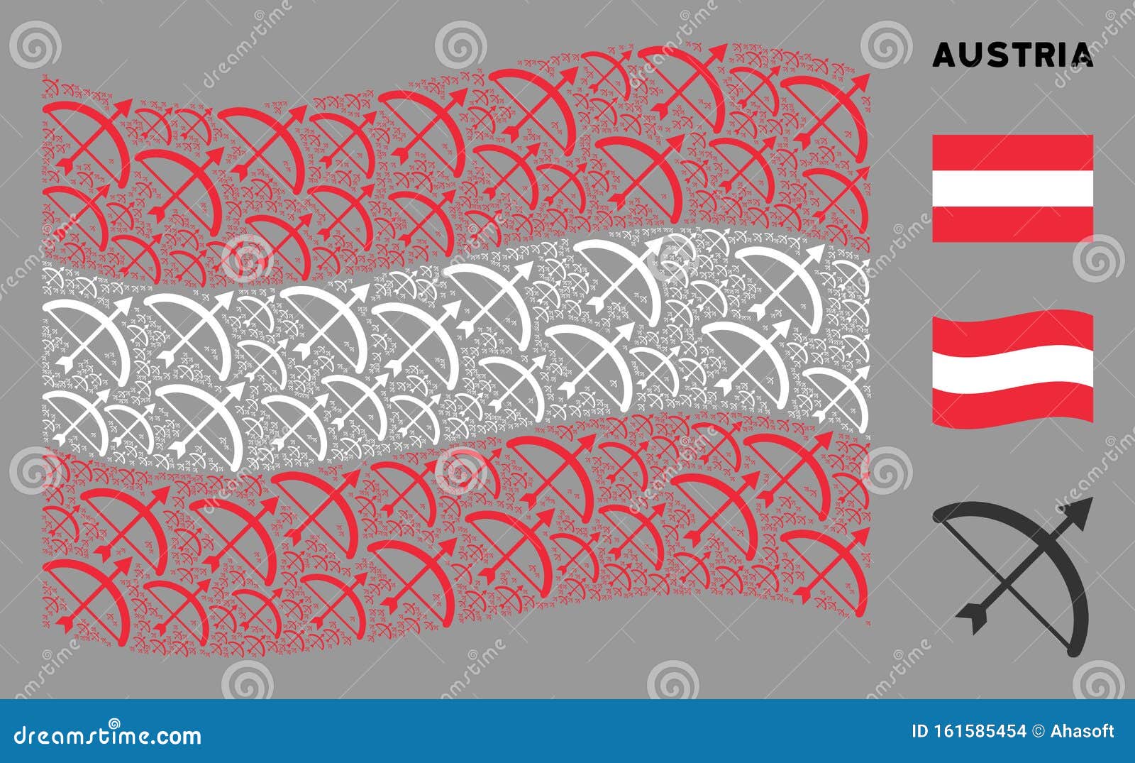 Waving Austria Flag Pattern of Archery Bow Icons Stock Vector ...