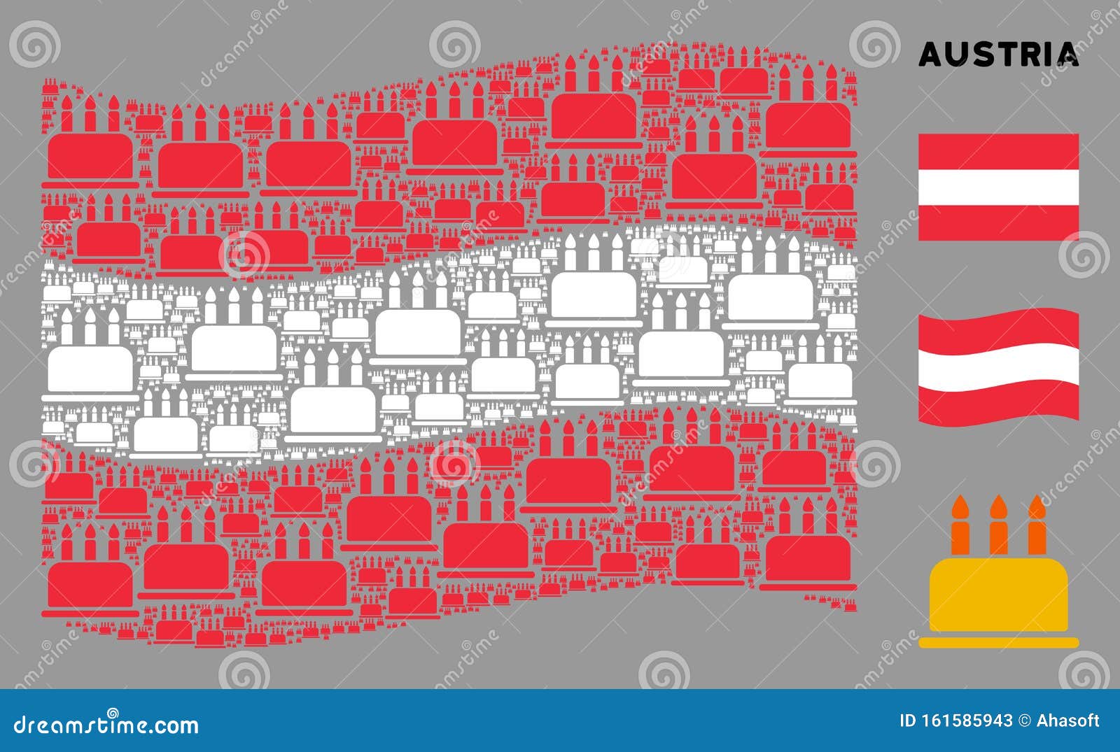 Waving Austria Flag Pattern of Birthday Cake Icons Stock Vector ...