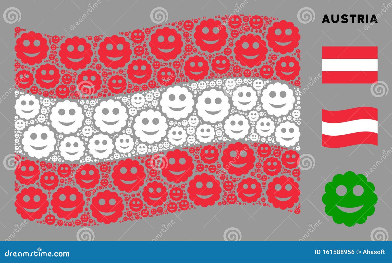 Waving Austrian Flag Collage of Smiled Sticker Items Stock Vector ...
