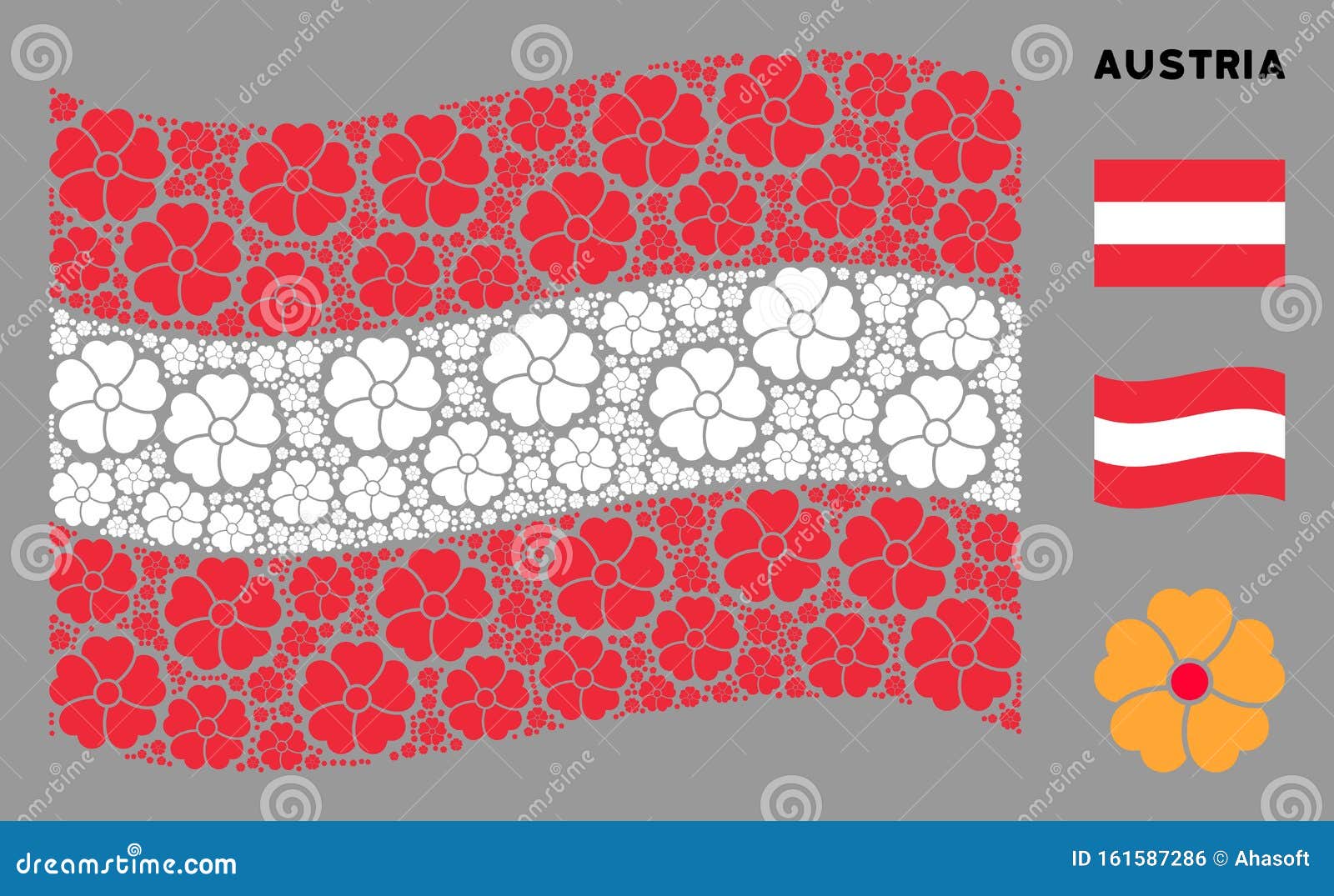 Waving Austrian Flag Pattern of Flower Icons Stock Vector ...