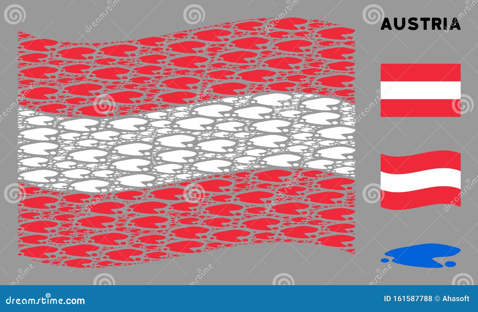 Waving Austrian Flag Pattern of Puddle Items Stock Vector ...