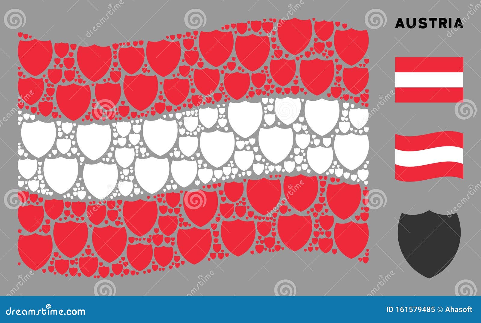 Waving Austria Flag Pattern of Shield Items Stock Vector - Illustration ...