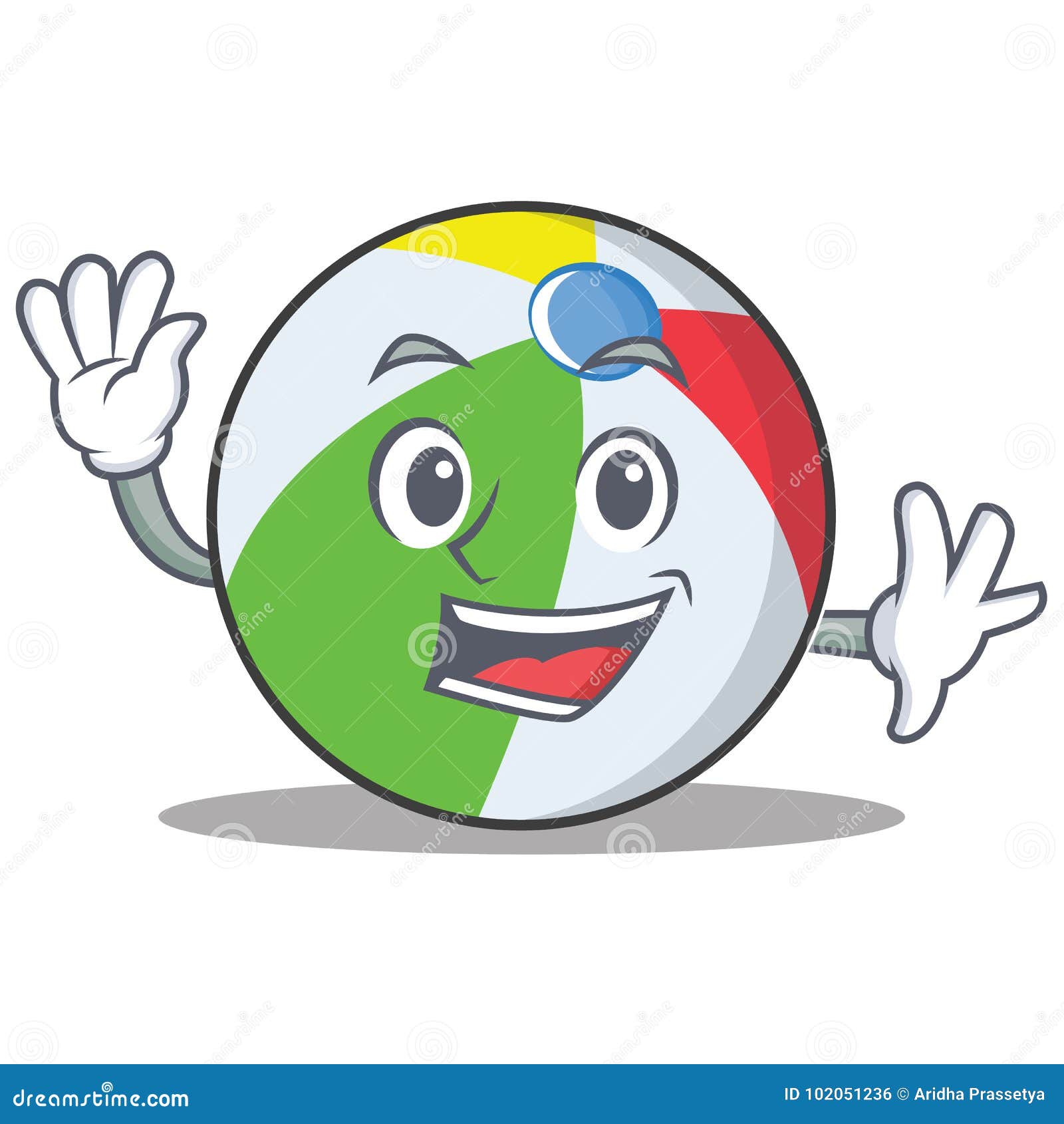 Waving Ball Character Cartoon Style Stock Vector - Illustration of face ...