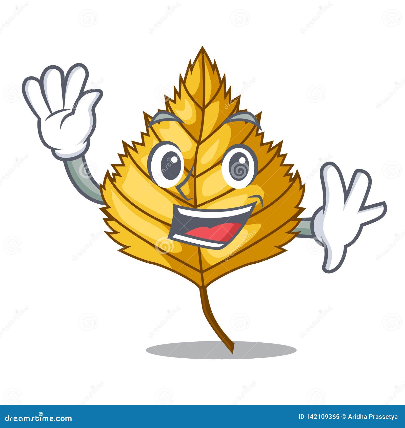 Waving Birch Leaf Isolated in the Character Stock Vector - Illustration ...
