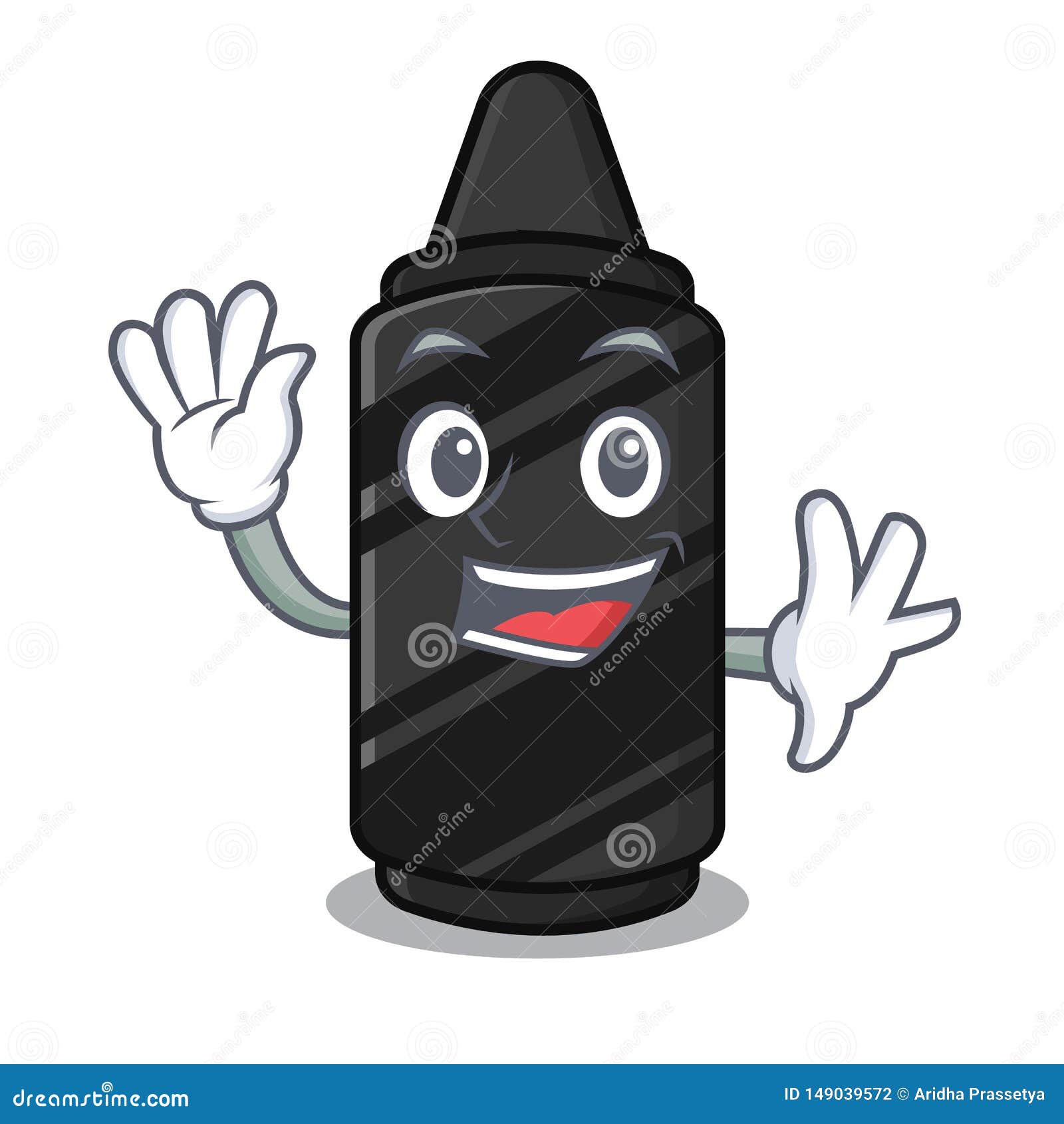 Waving Black Crayon in the Character Shape Stock Vector - Illustration ...