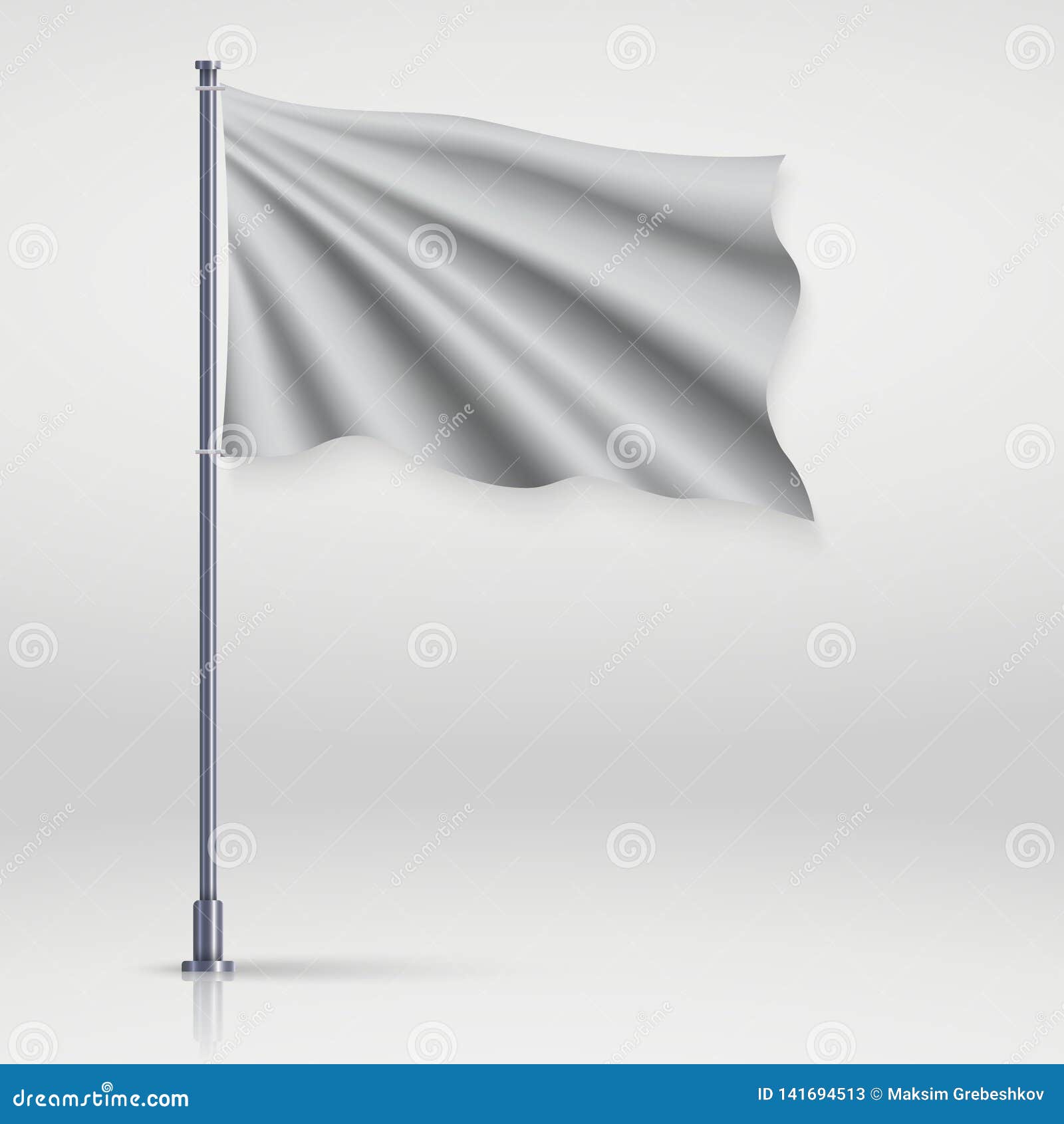 Waving Blank Flag on Flagpole Stock Illustration - Illustration of ...