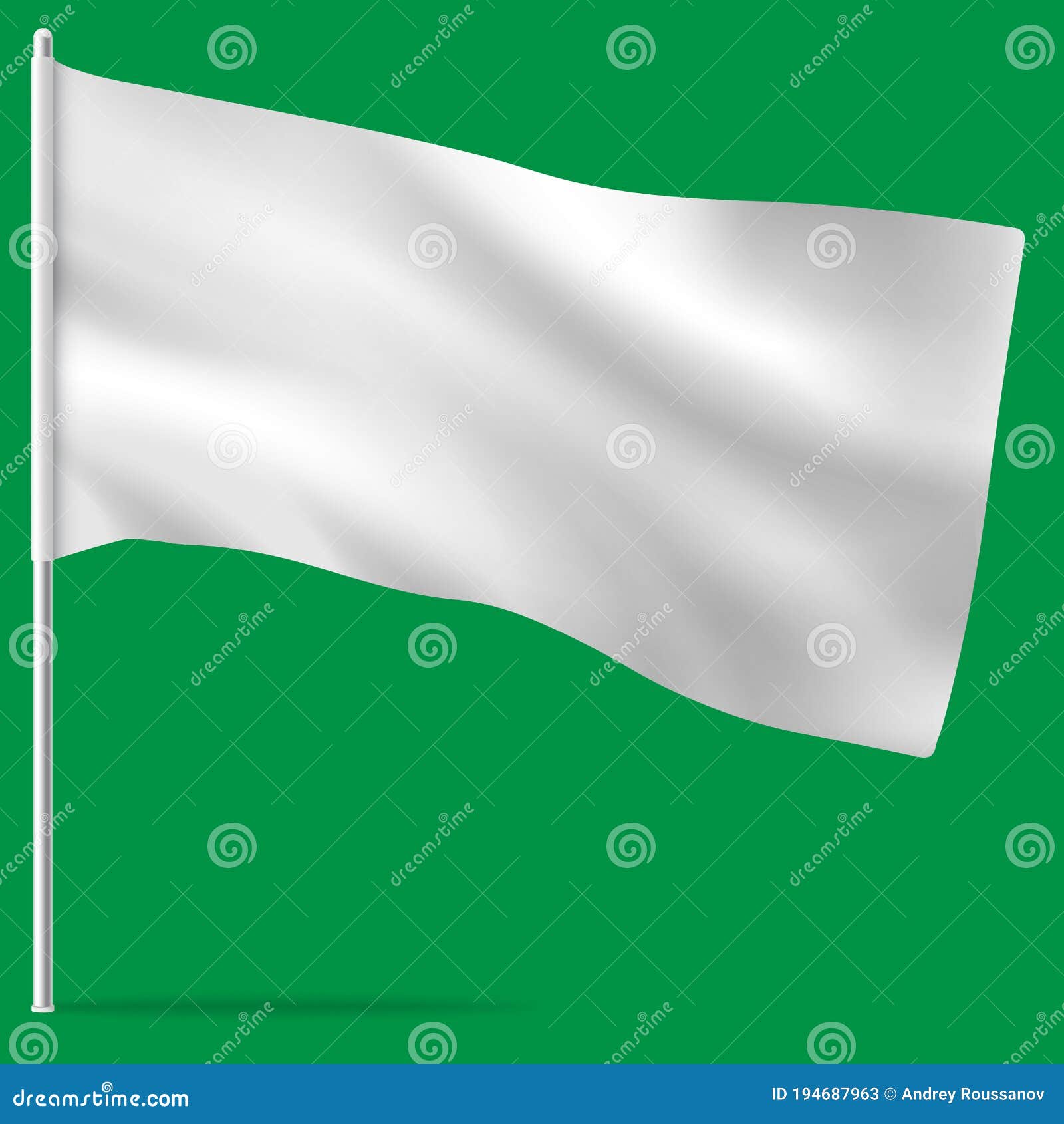 Waving Blank Flag on Flagpole. Stock Vector - Illustration of fabric ...