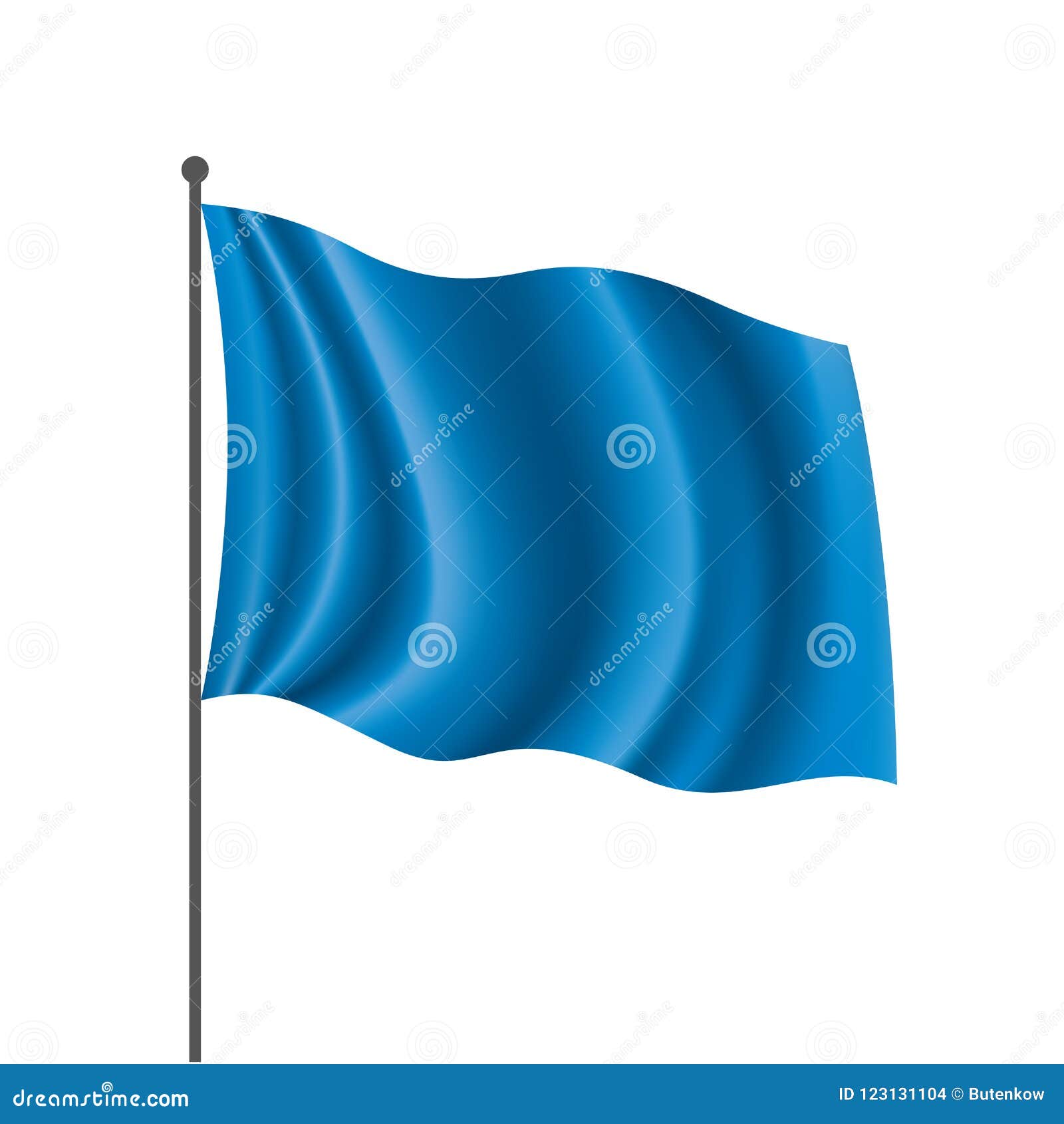 Waving the Blue Flag on a White Background Stock Vector - Illustration ...