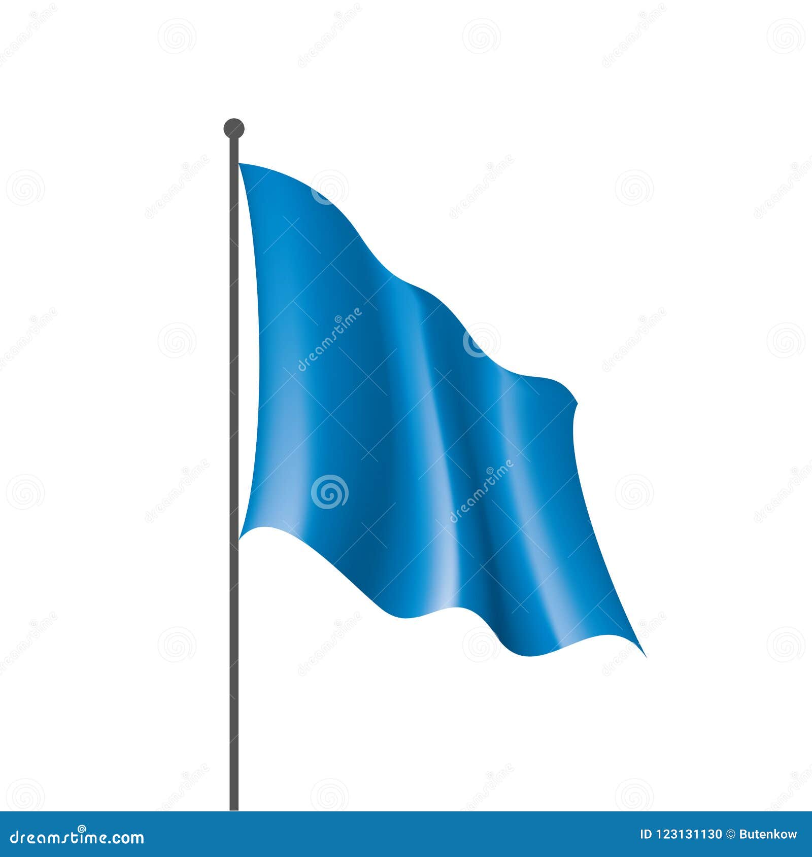 Waving the Blue Flag on a White Background Stock Vector - Illustration ...