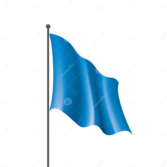 Waving the Blue Flag on a White Background Stock Vector - Illustration ...