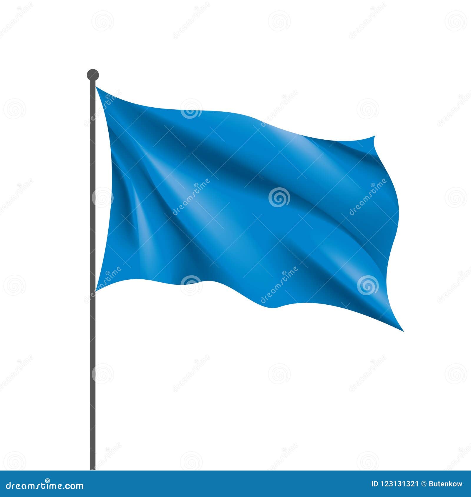 Waving the Blue Flag on a White Background Stock Vector - Illustration ...