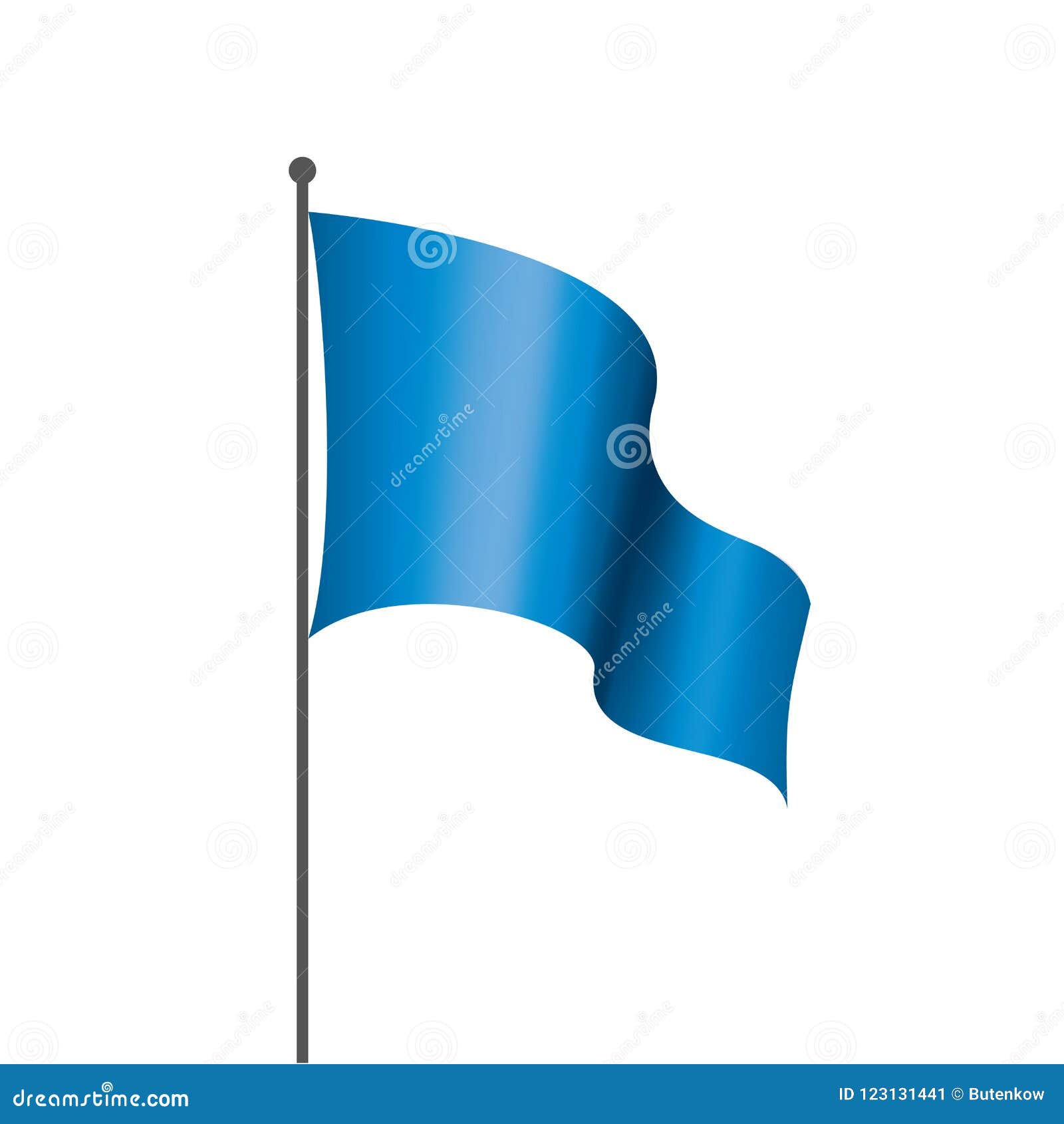 Waving the Blue Flag on a White Background Stock Vector - Illustration ...