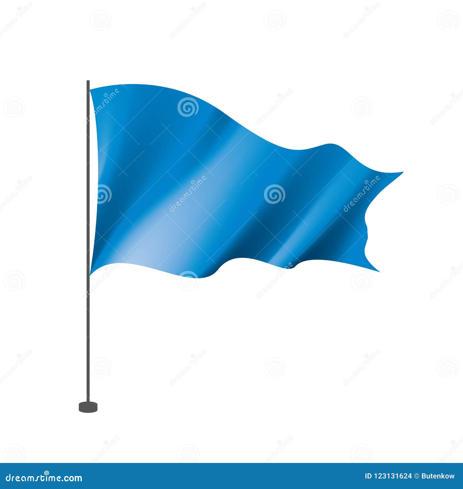 Waving the Blue Flag on a White Background Stock Vector - Illustration ...