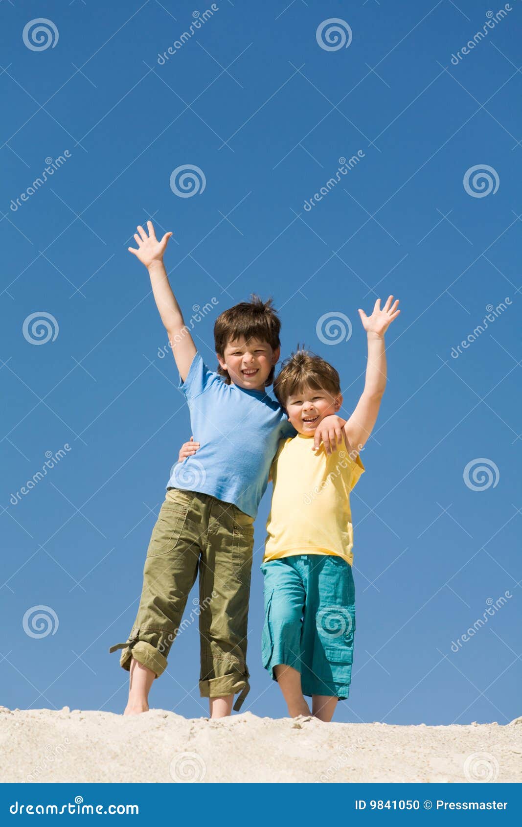 Waving boys stock photo. Image of caucasian, outdoors - 9841050