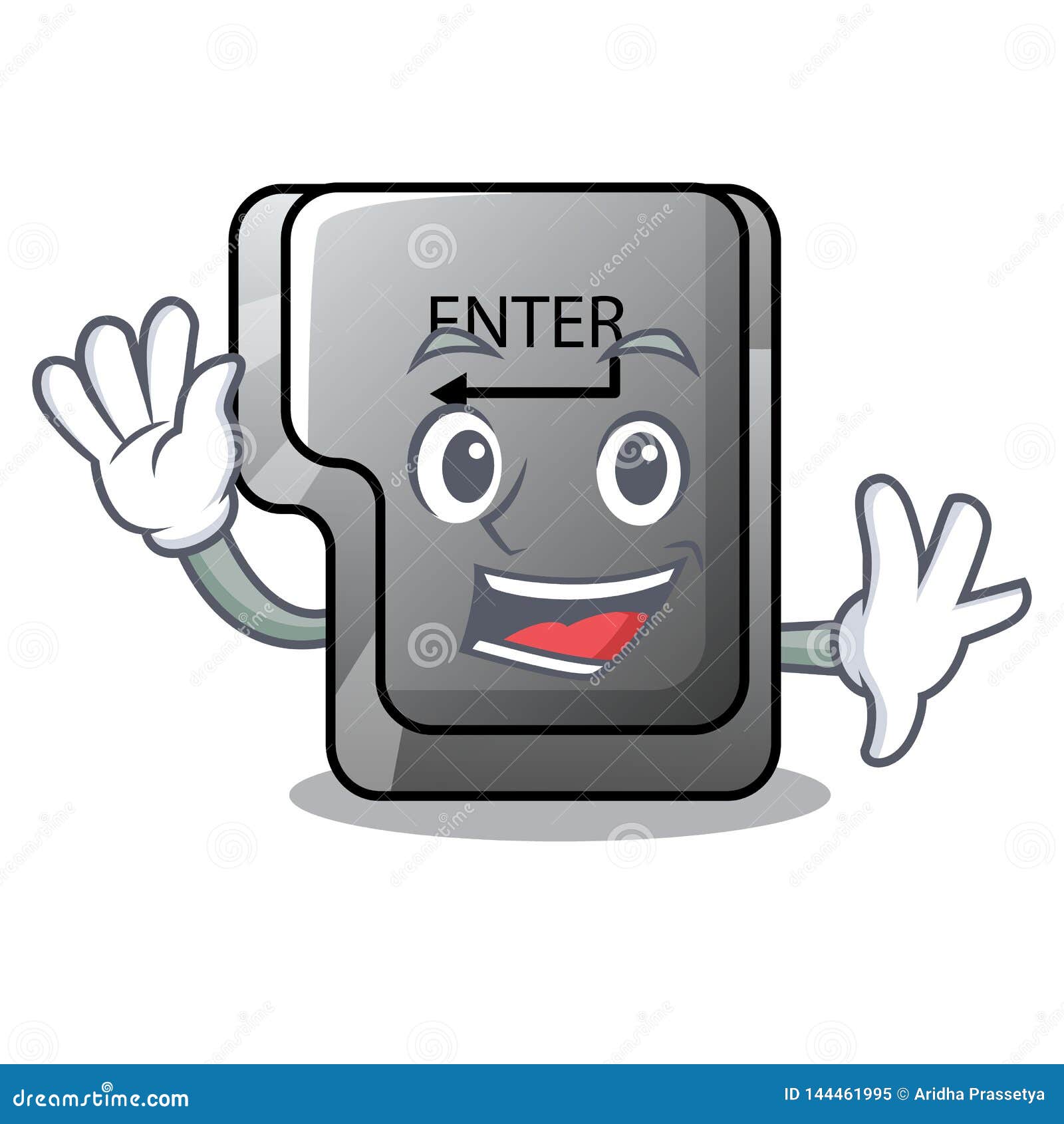 Waving Button Enter on a Keyboard Character Stock Vector - Illustration ...