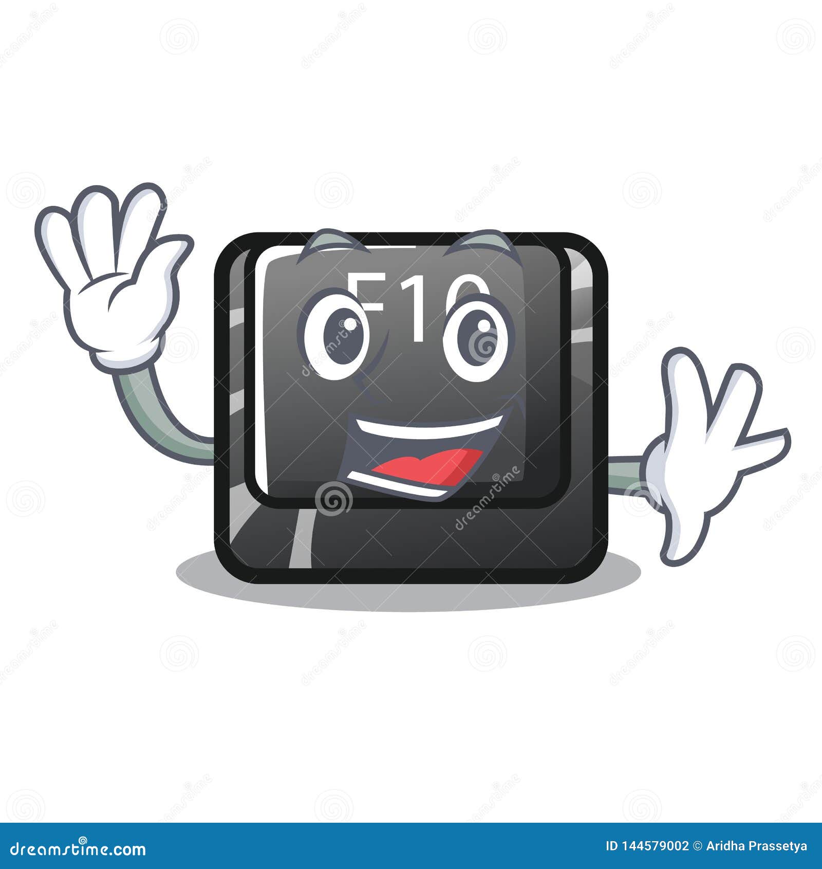 Waving Button F10 on a Keyboard Character Stock Vector - Illustration ...