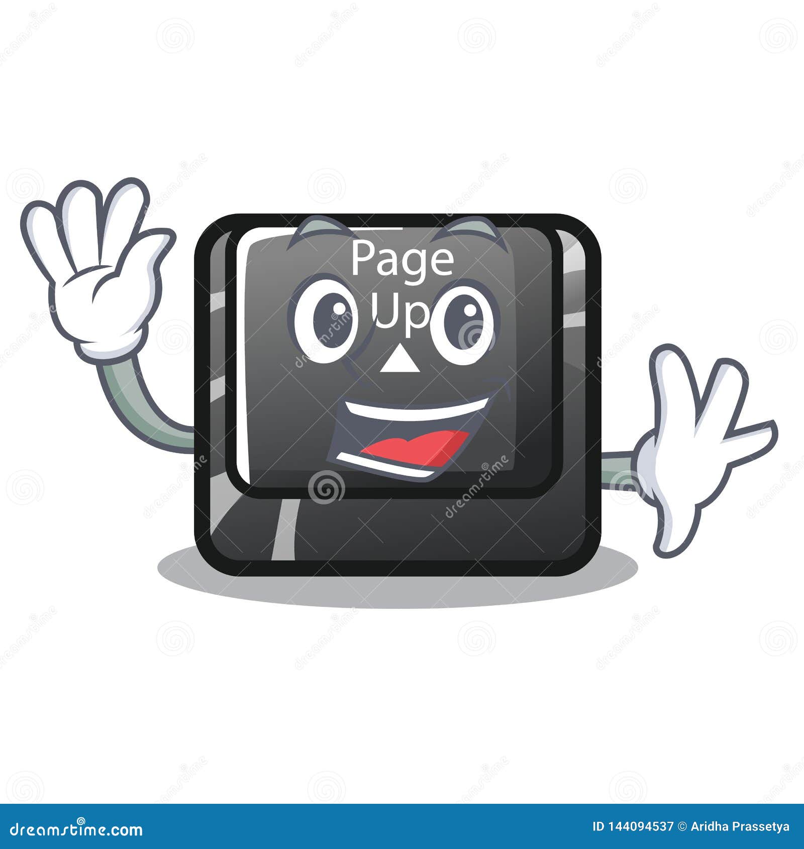 Waving Button Page Up Isolated with Character Stock Vector ...