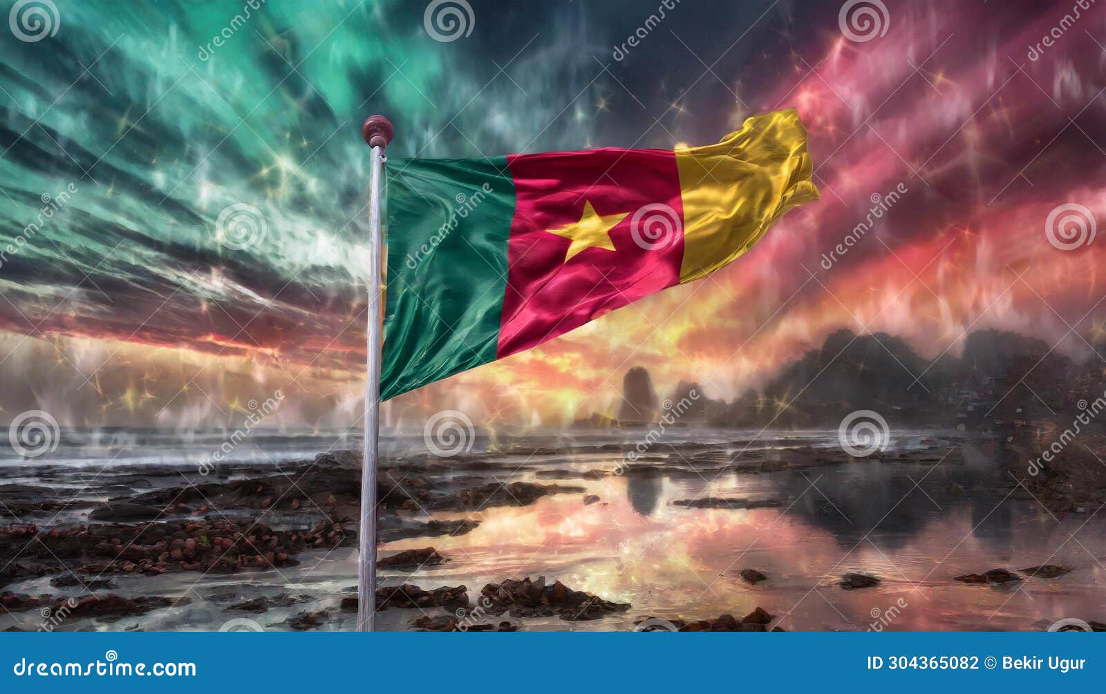 Waving Cameroon Flag stock illustration. Illustration of photograph ...