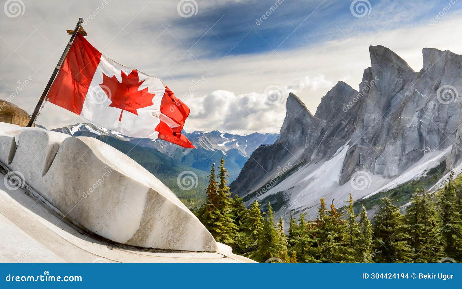 Waving Canada Flag stock illustration. Illustration of canadian - 304424194