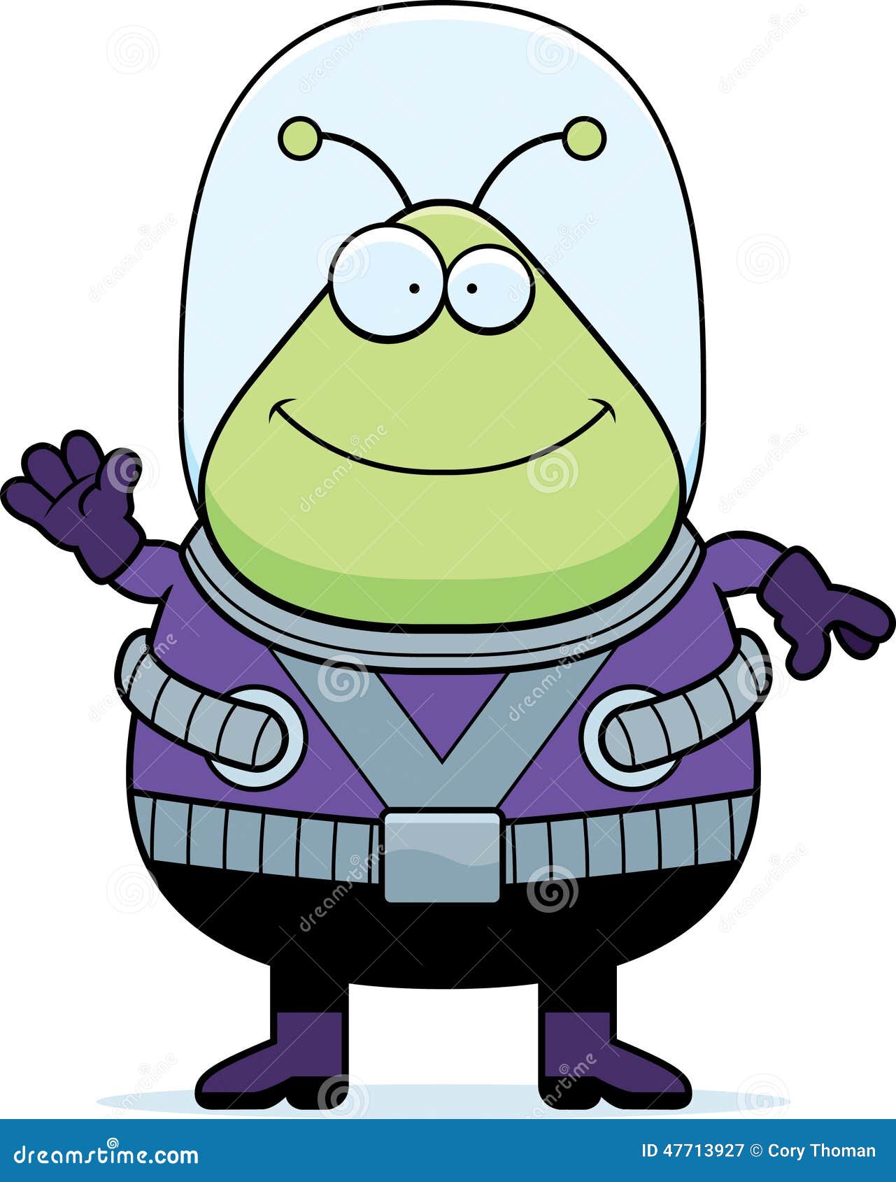 Waving Cartoon Alien stock vector. Illustration of happy - 47713927
