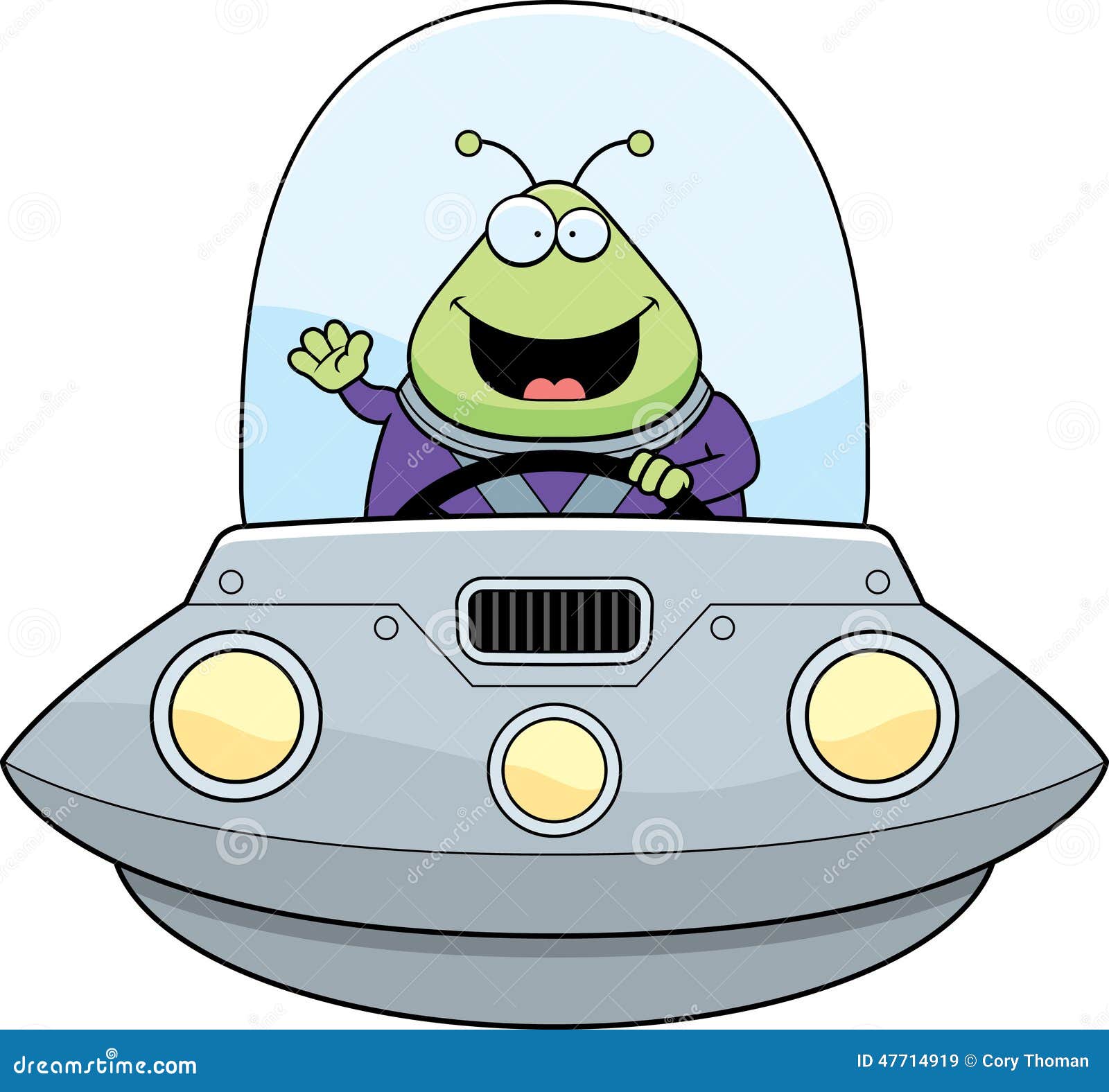 Waving Cartoon Alien UFO stock vector. Illustration of waving - 47714919