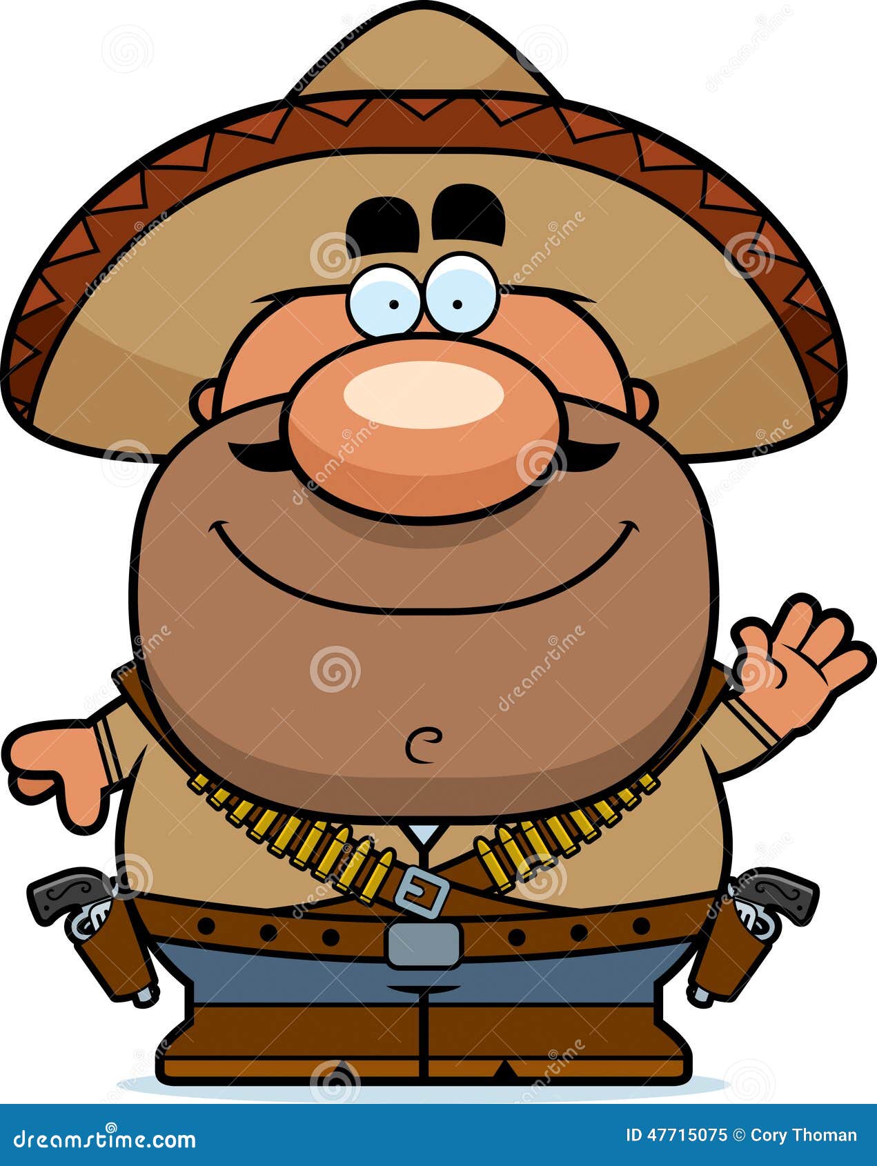 Waving Cartoon Bandito stock vector. Illustration of cartoon - 47715075