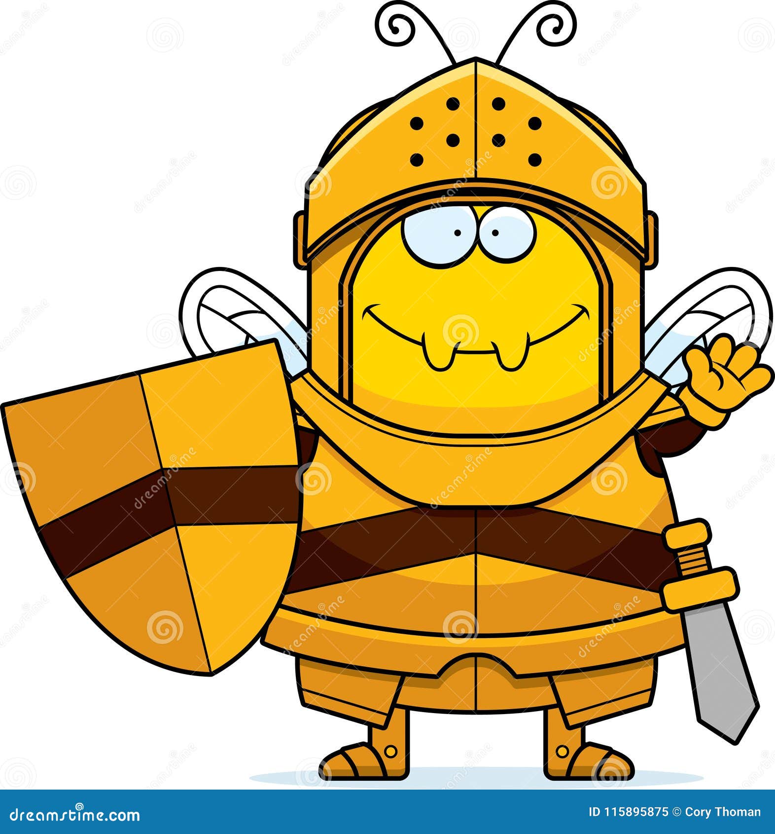 Waving Cartoon Bee Knight stock vector. Illustration of armor - 115895875