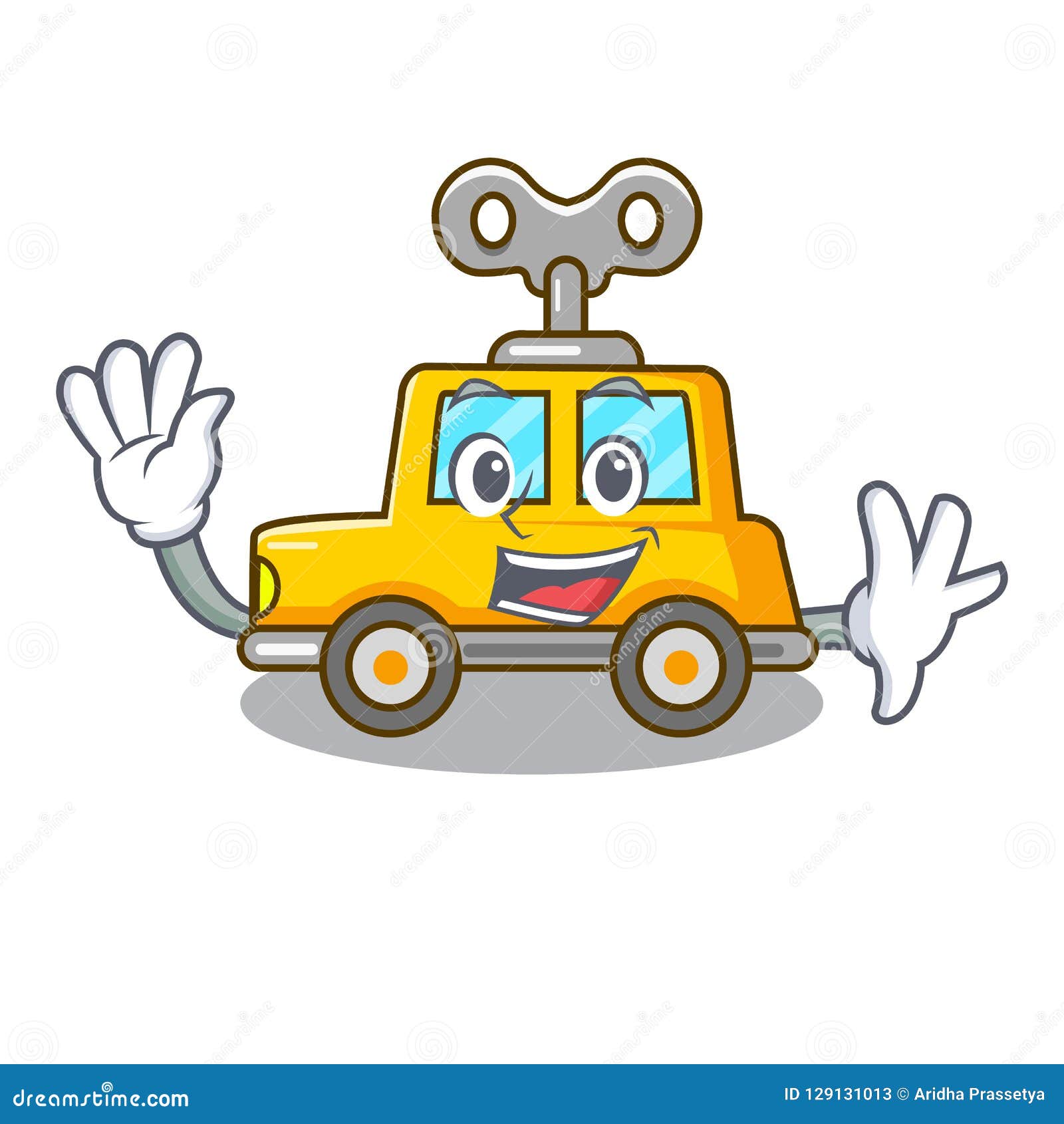 Waving Cartoon Clockwork Toy Car in Table Stock Vector - Illustration ...