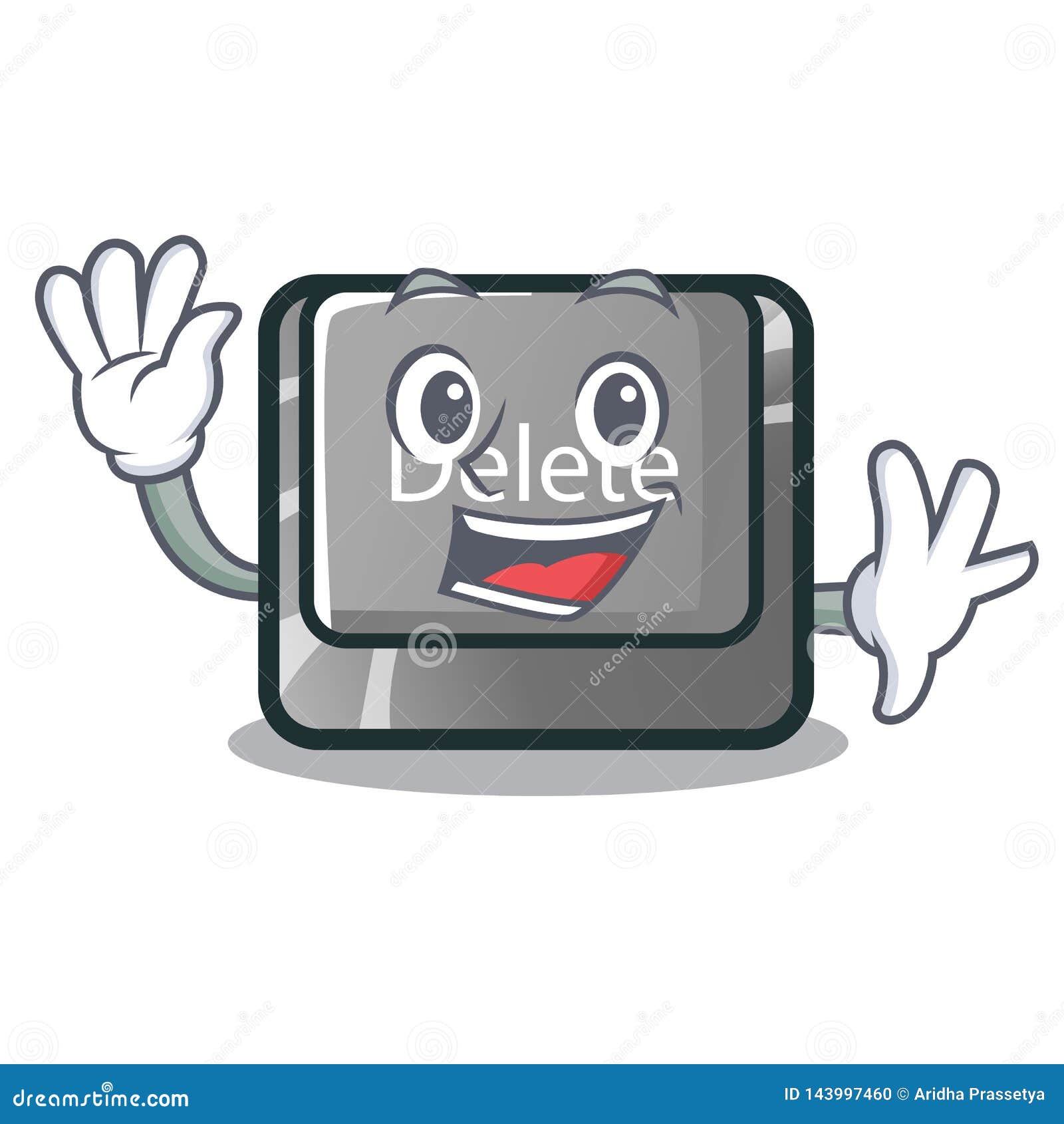 Waving Cartoon Delete Button Located on Keyboard Stock Vector ...