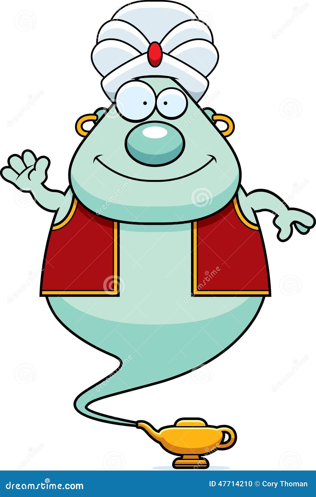Waving Cartoon Genie stock vector. Illustration of turban - 47714210