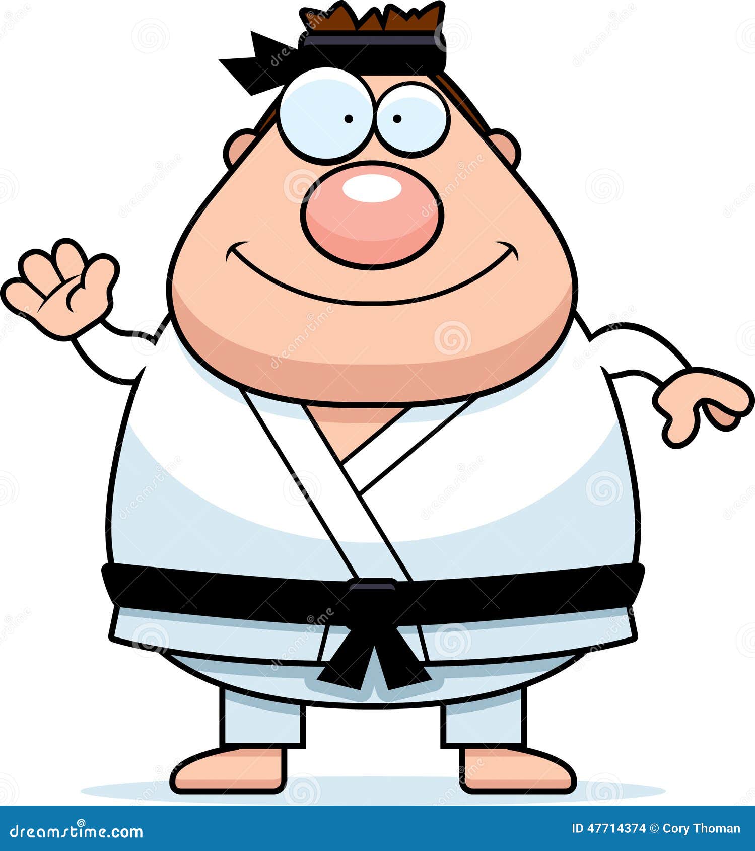 Waving Cartoon Karate Man stock illustration. Illustration of vector ...