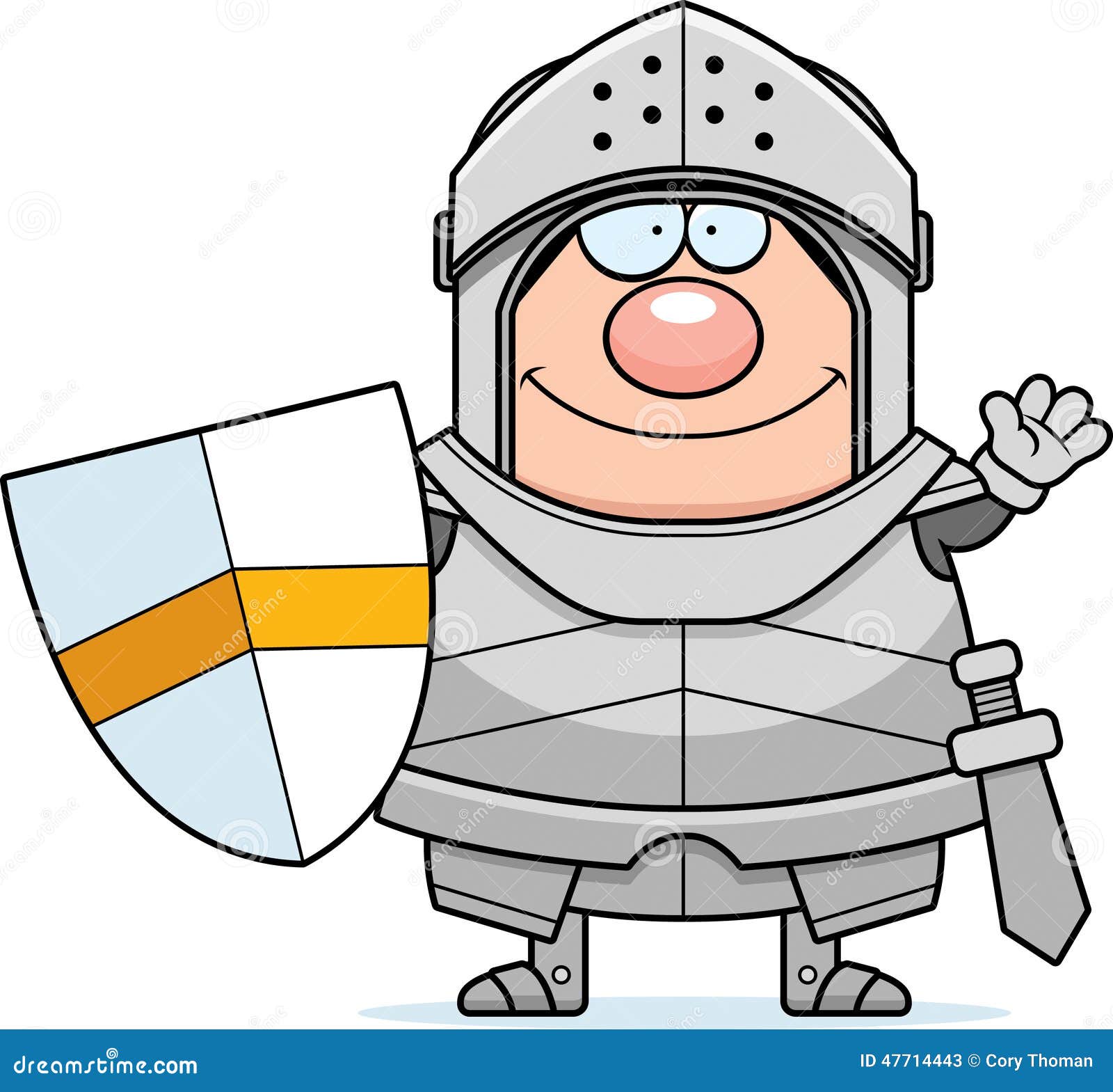 Waving Cartoon Knight stock vector. Illustration of smiling - 47714443