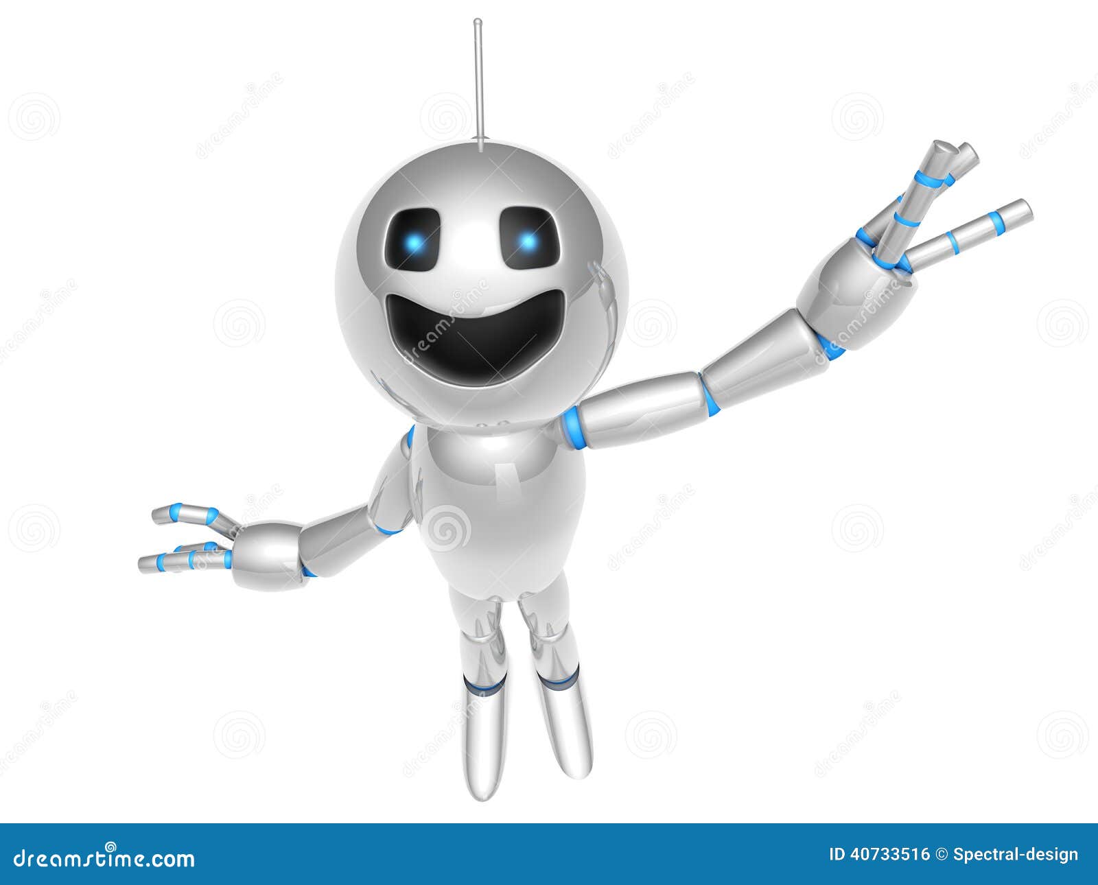 A waving cartoon Robot stock illustration. Illustration of moving ...