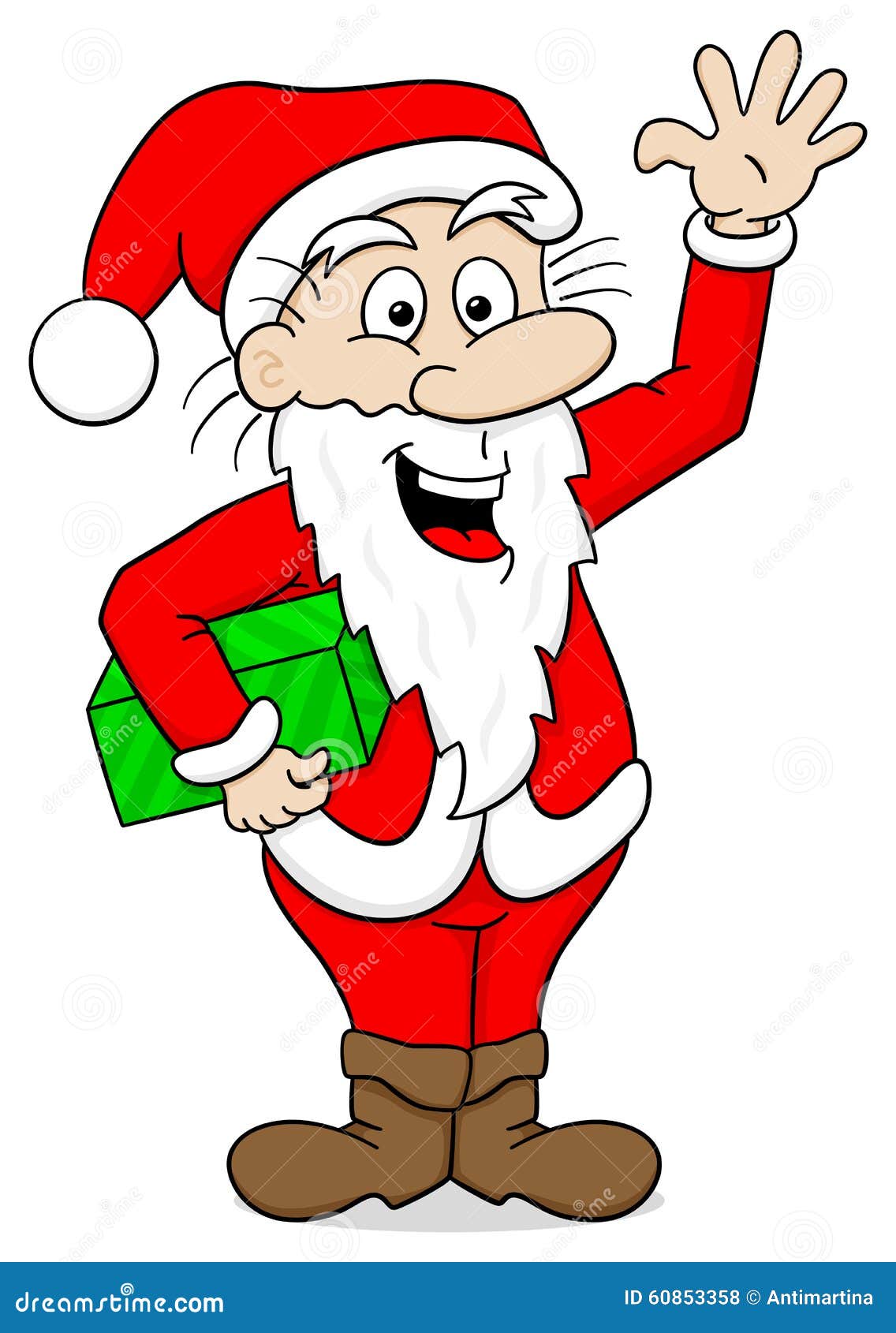 Waving Cartoon Santa Claus on White Stock Vector - Illustration of ...